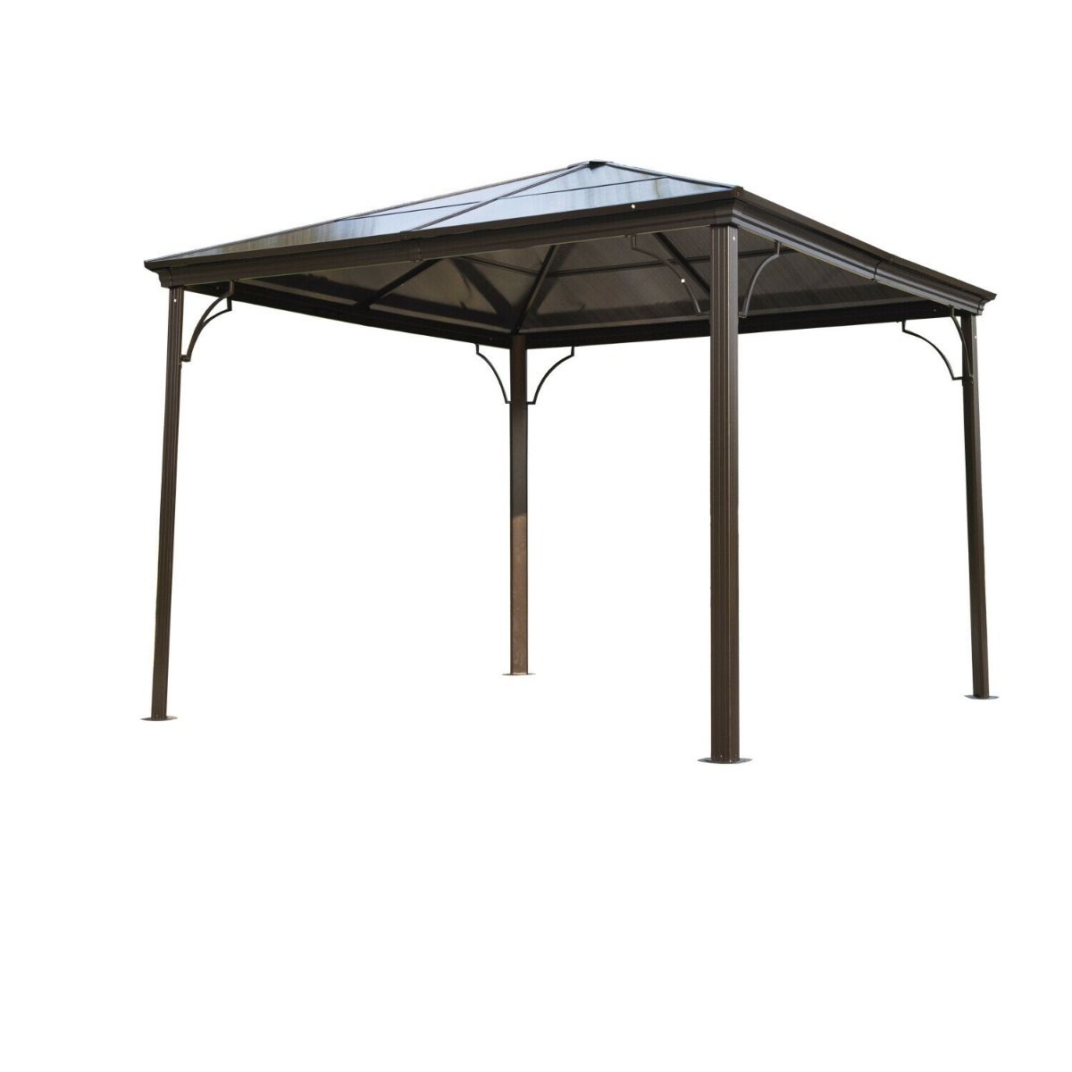 Aluminium Metal Frame Garden Gazebo - Brown