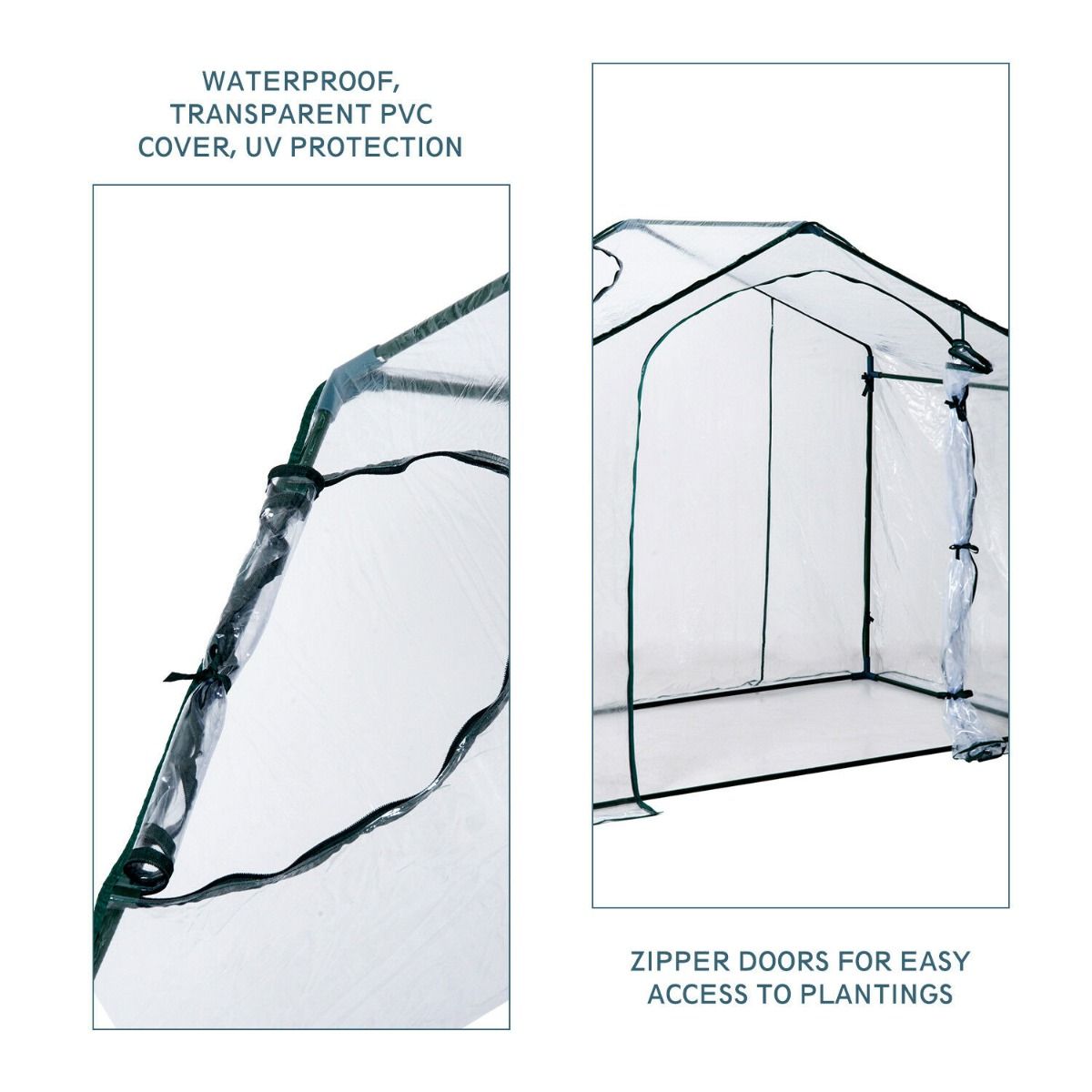 Portable PVC Poly Tunnel Greenhouse With Steel Frame - 1.8M