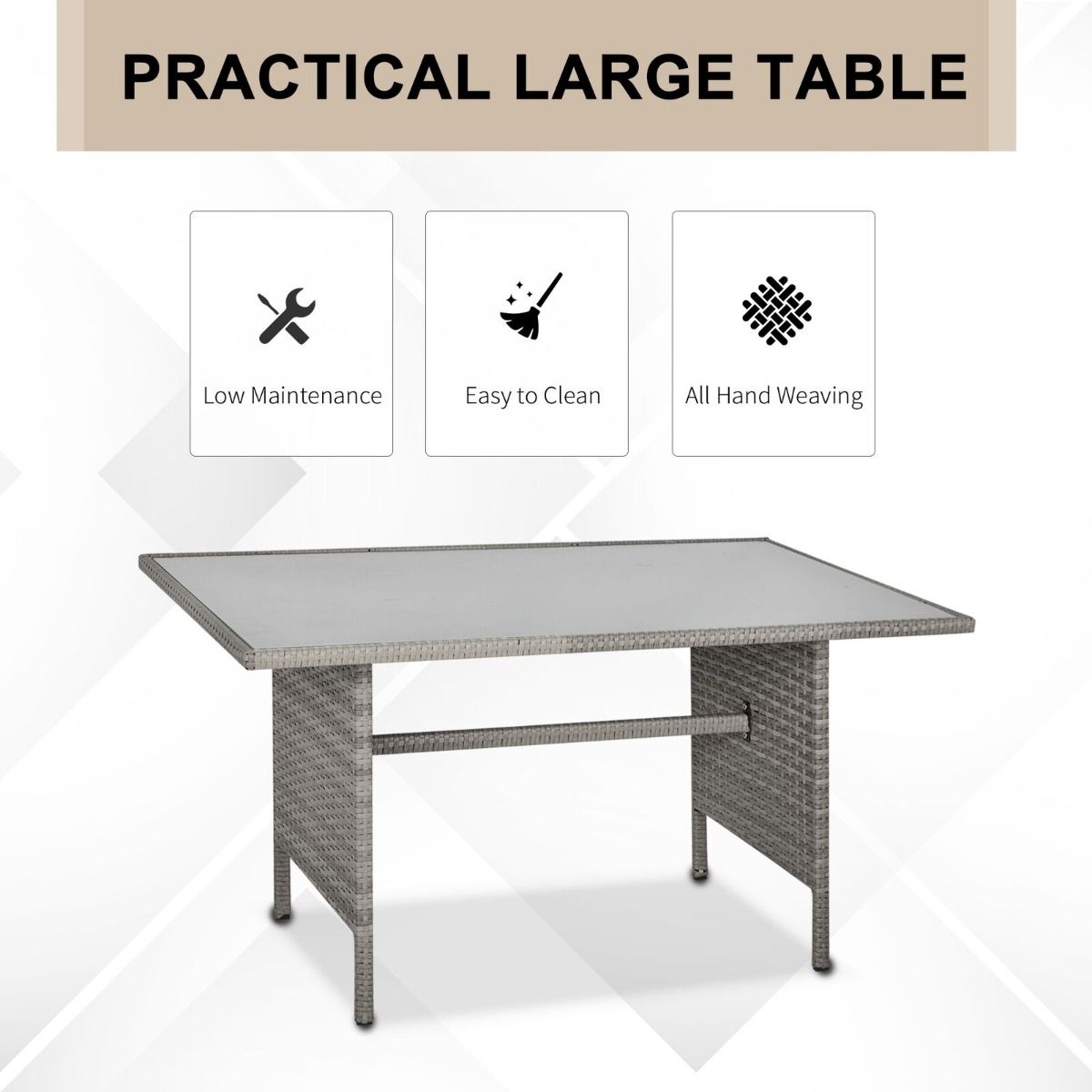 6 PCS Rattan Wicker Garden Table Chair Sets With Footstool - Grey