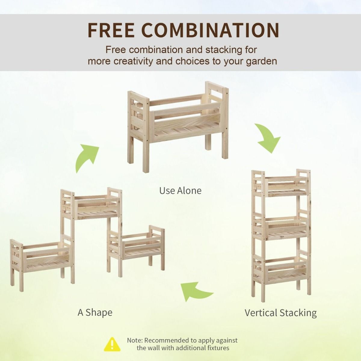 3-Way Wooden Flower Display Plant Pot Unit Stand