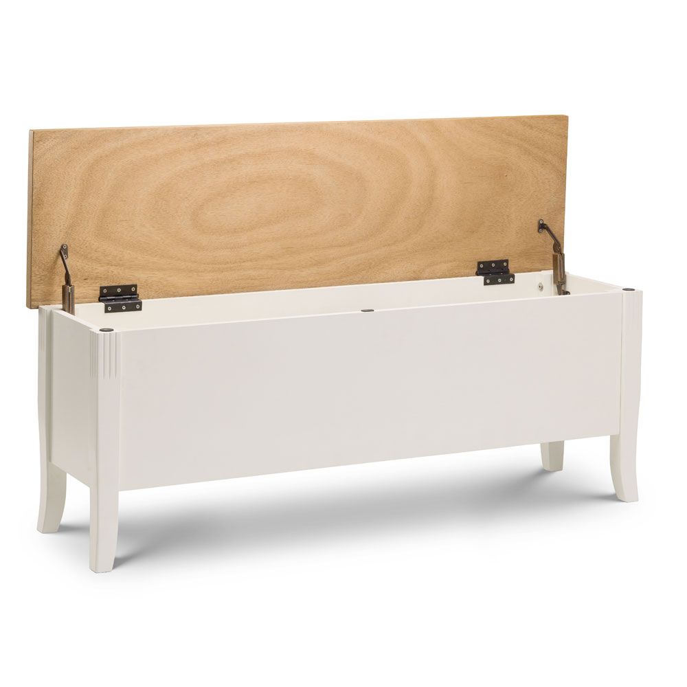 Davenport Solid Rubberwood Storage Bench - Ivory /Oak