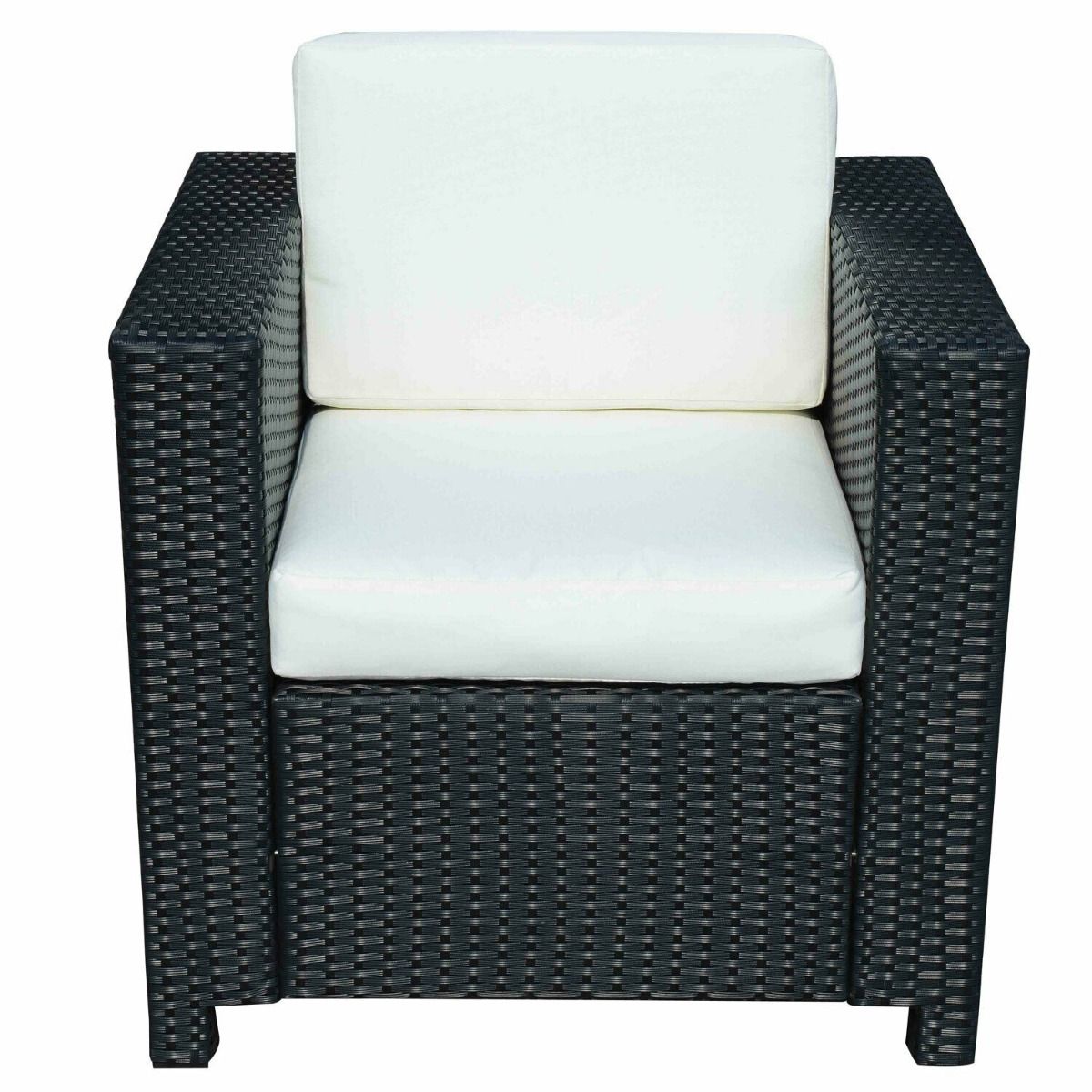 Rattan Wicker Single Cube Garden Chair - Black