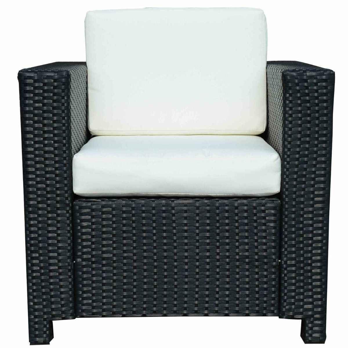 Rattan Wicker Single Cube Garden Chair - Black