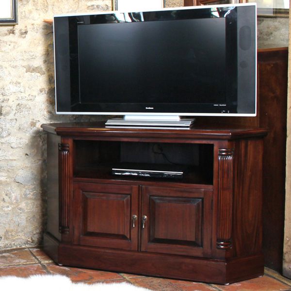 Royston Mahogany Corner TV Cabinet with Concealed Storage