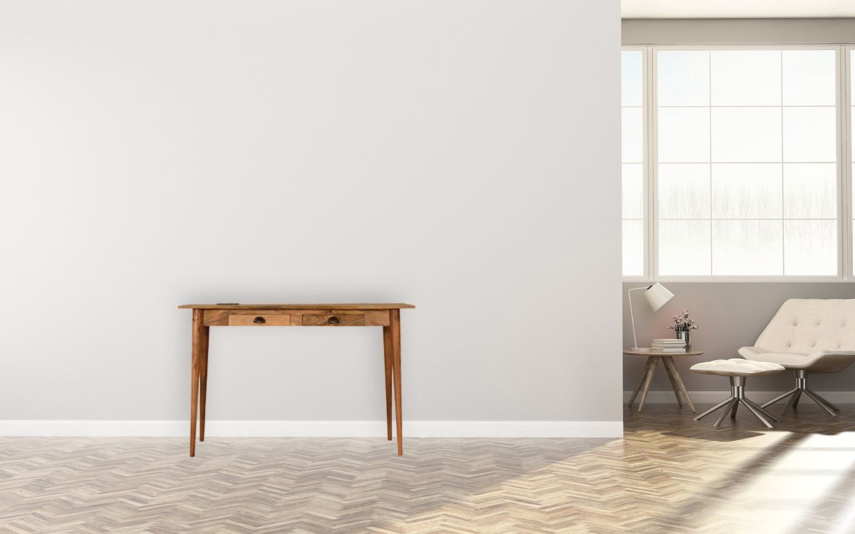 2 Drawers Nordic Style Writing Desk with Cable Access - Oak