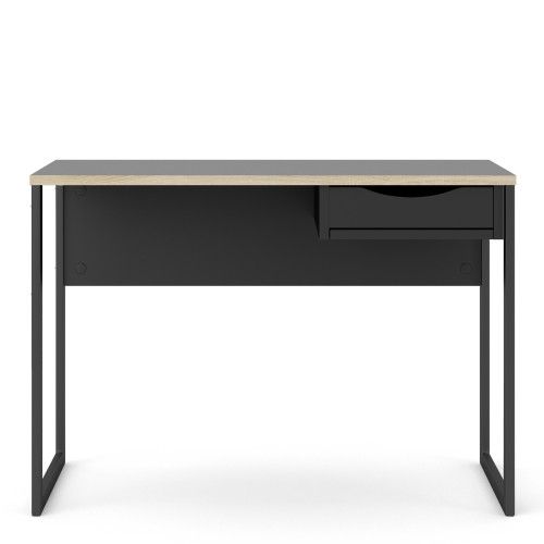 Milton Black Metal Frame Computer Desk with Drawer - Oak Top