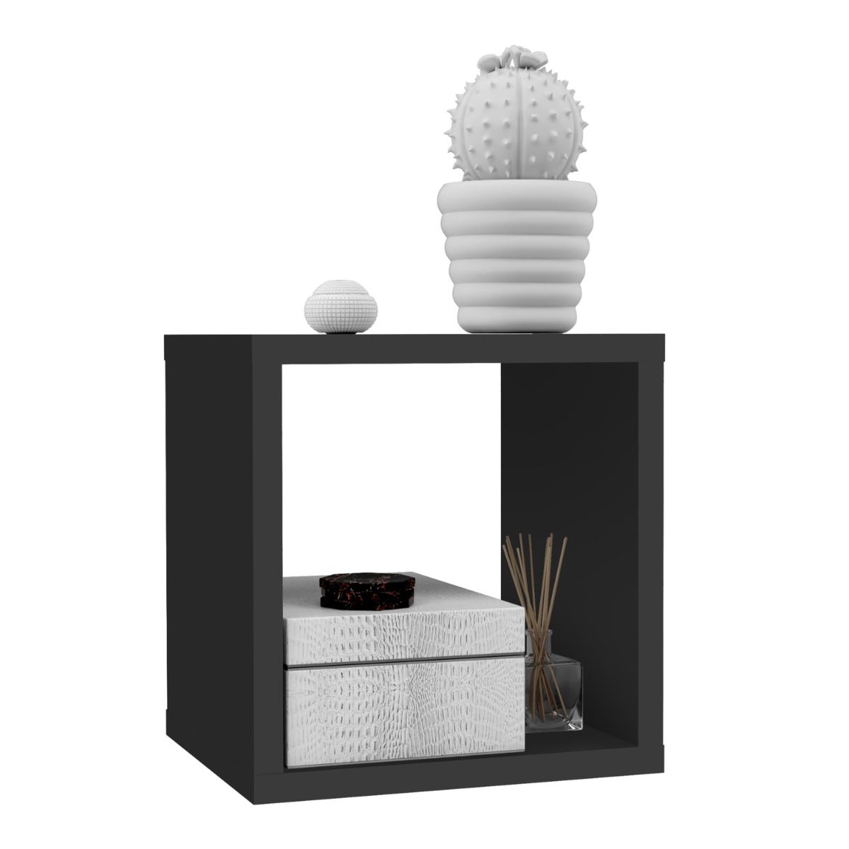 Phillips Square Shape Singular Storage Unit - Matt Black