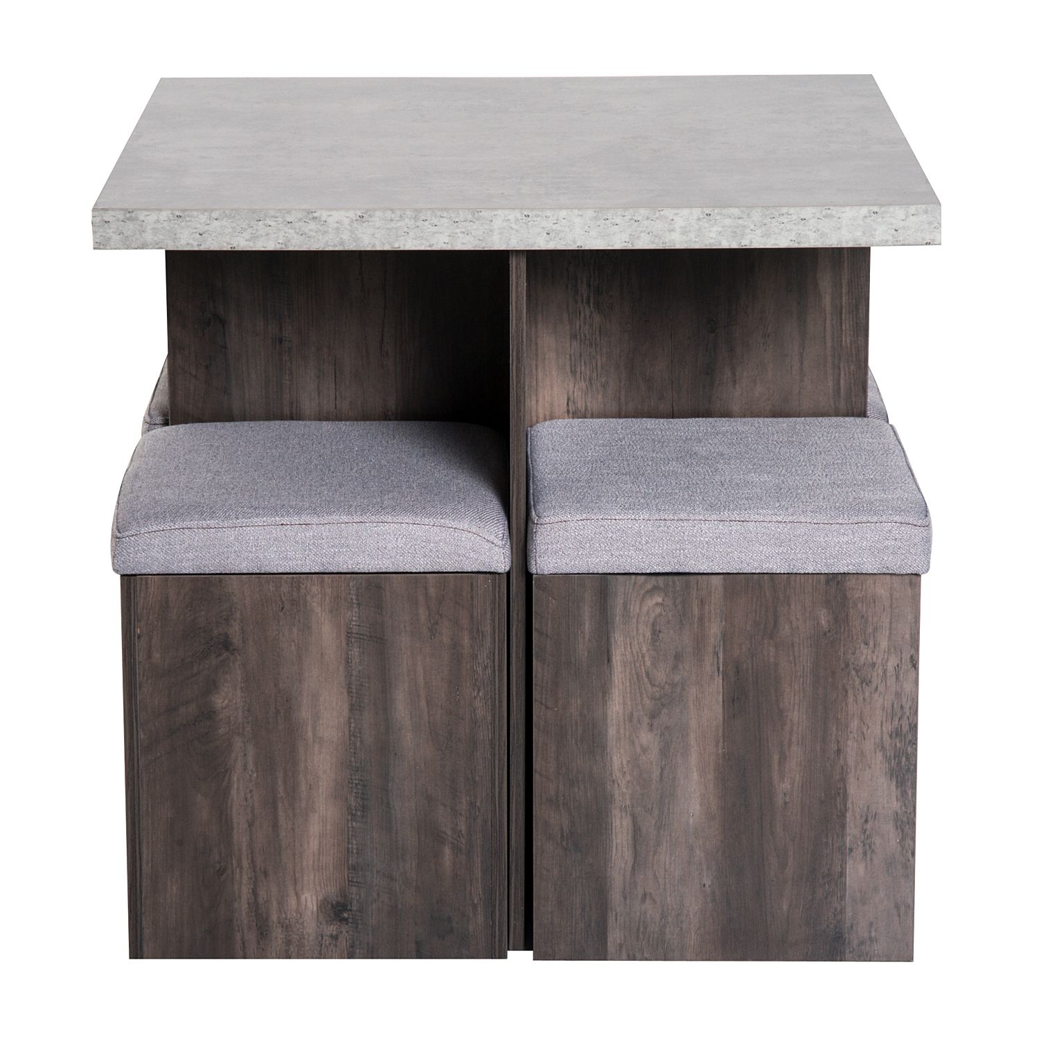 5PC Wooden Dining Table & Ottoman Stool Set