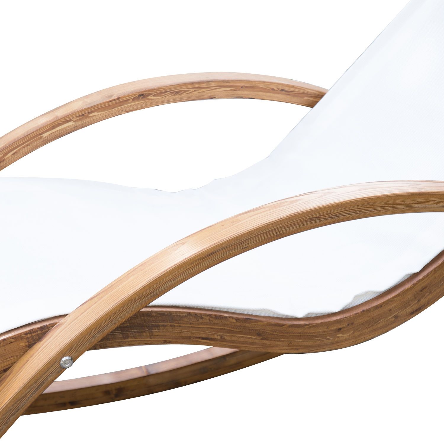 Larch Wood Rocking Armchair - Teak & White