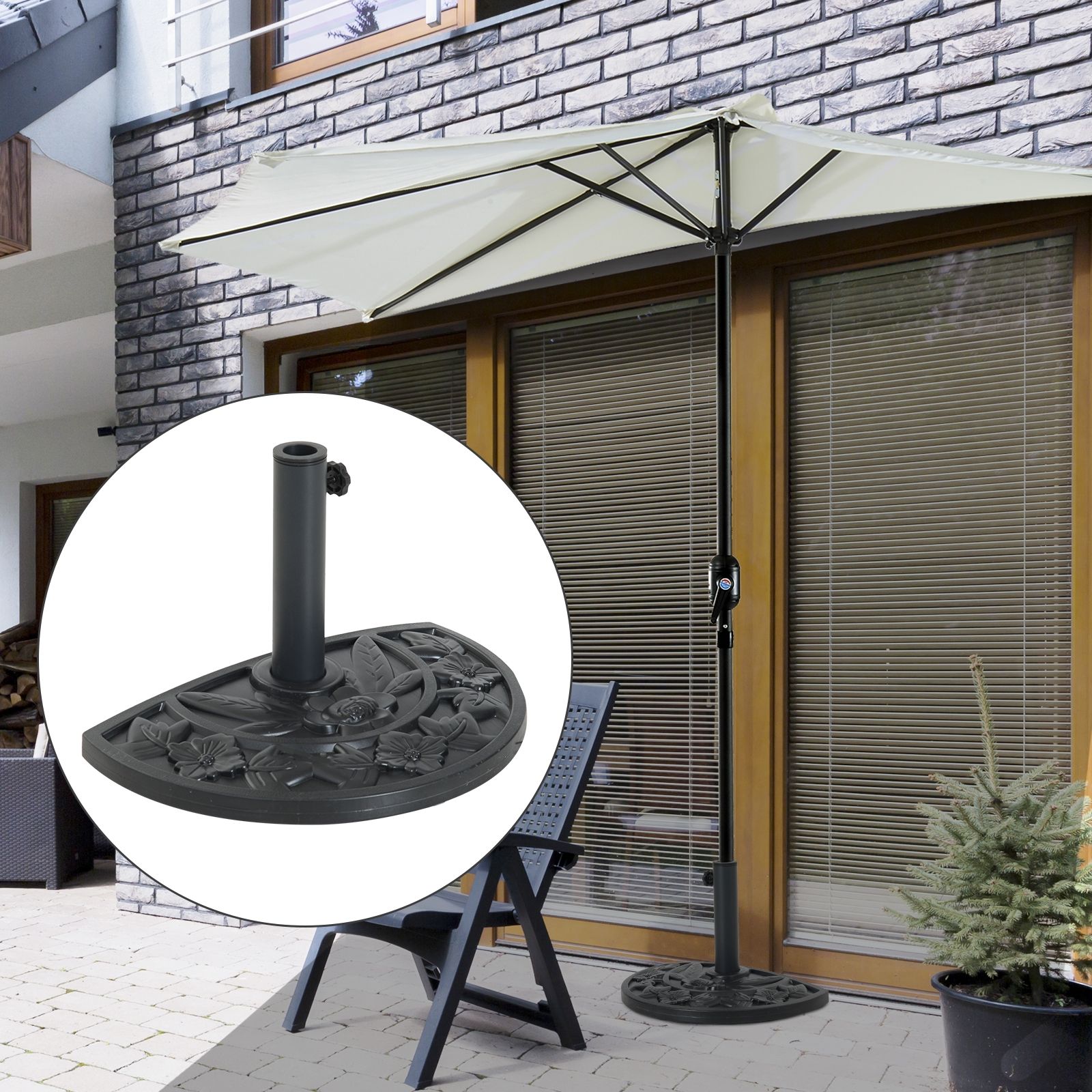 Floral Weighted Half Parasol Base