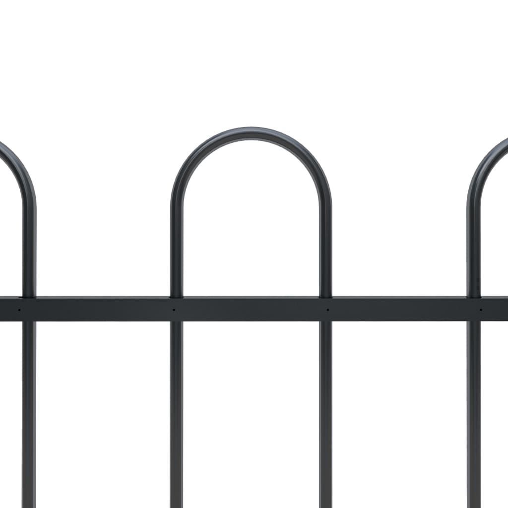 Garden Fence with Hoop Top Steel 15.3x0.6 m Black