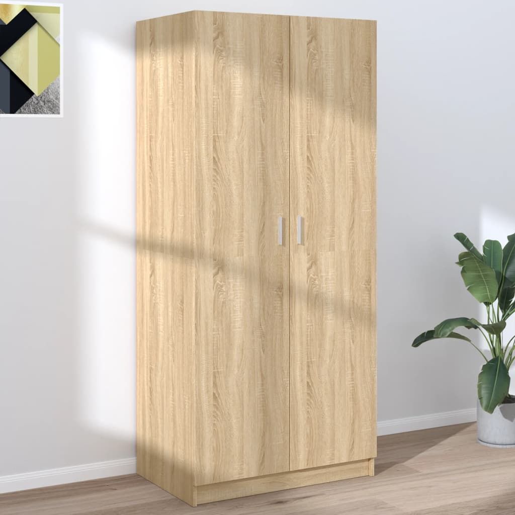 Wardrobe - VALLETTA 2 Door Wardrobe Sonoma Oak 80cm