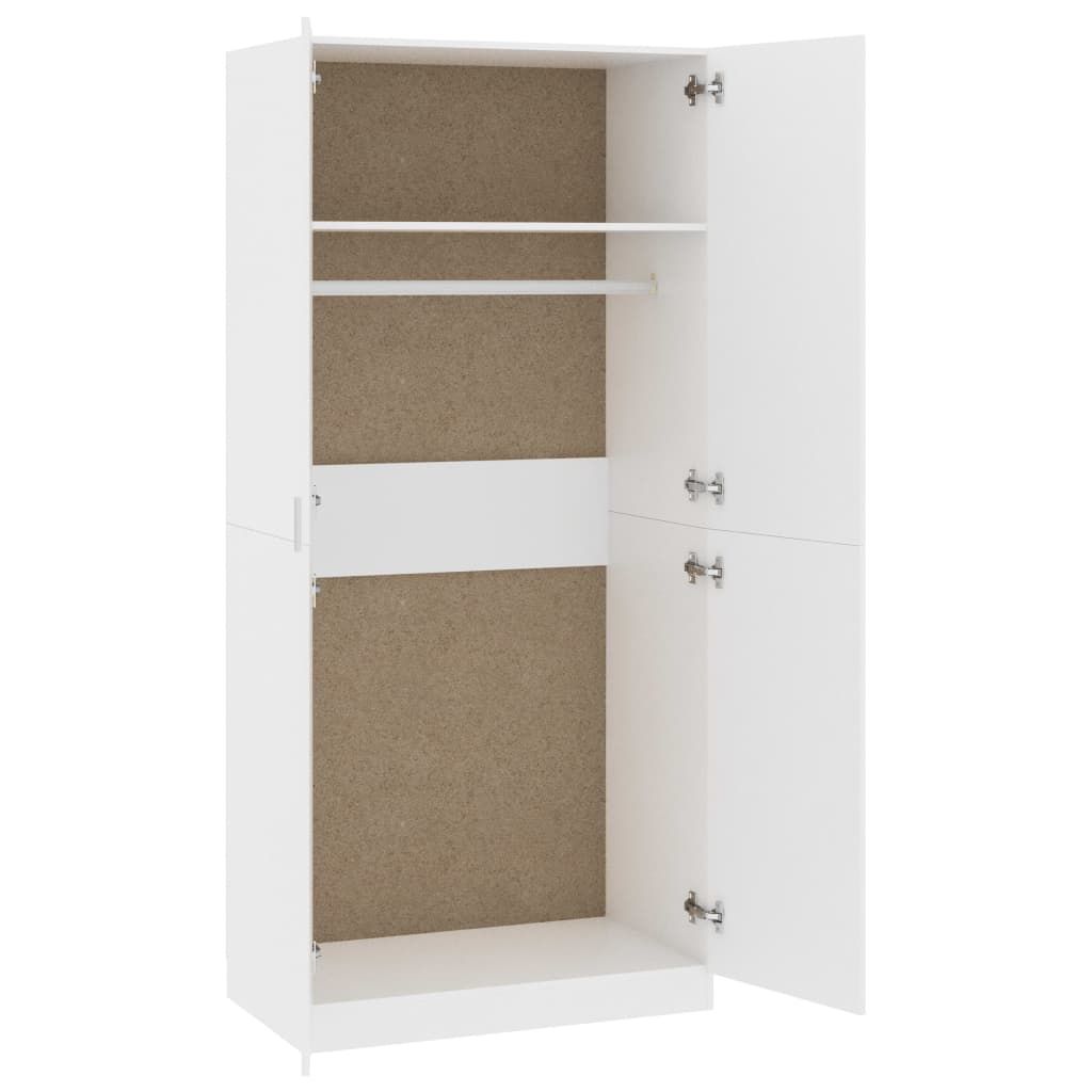 Wardrobe - ODENSE 2 Door Wardrobe White 90cm