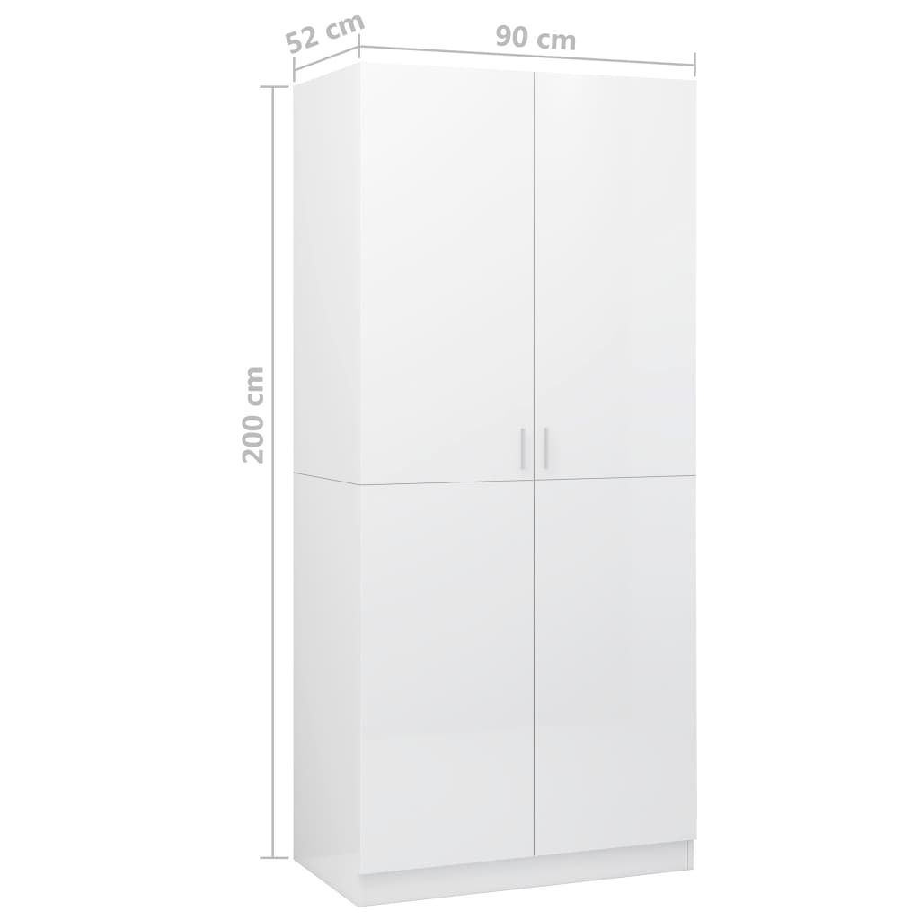 Wardrobe - ODENSE 2 Door Wardrobe High Gloss White 90cm