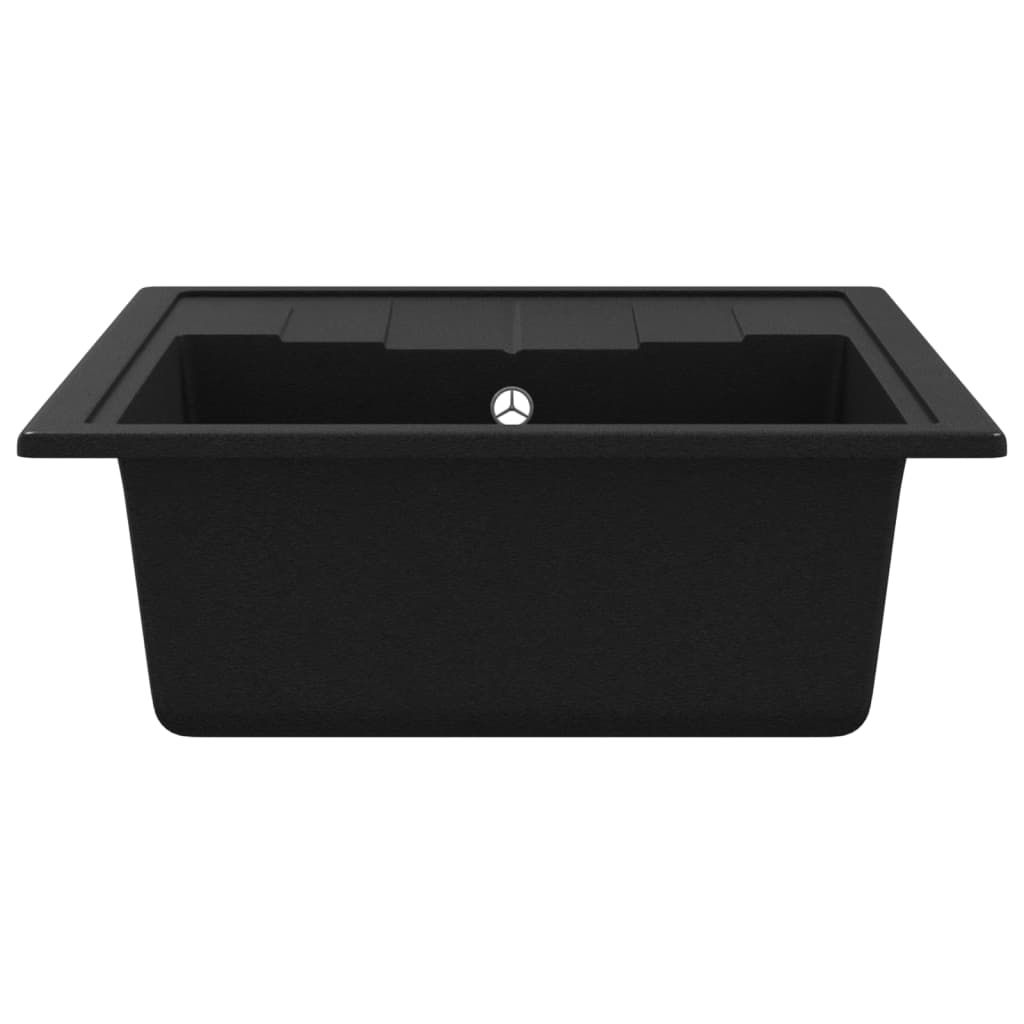 Kitchen Sink with Overflow Hole Oval Black Granite