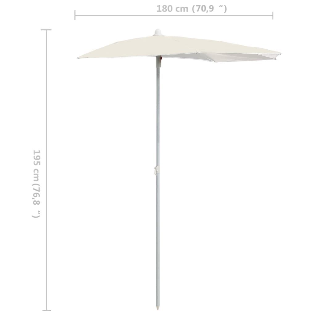 Garden Half Parasol with Pole 180x90 cm Sand
