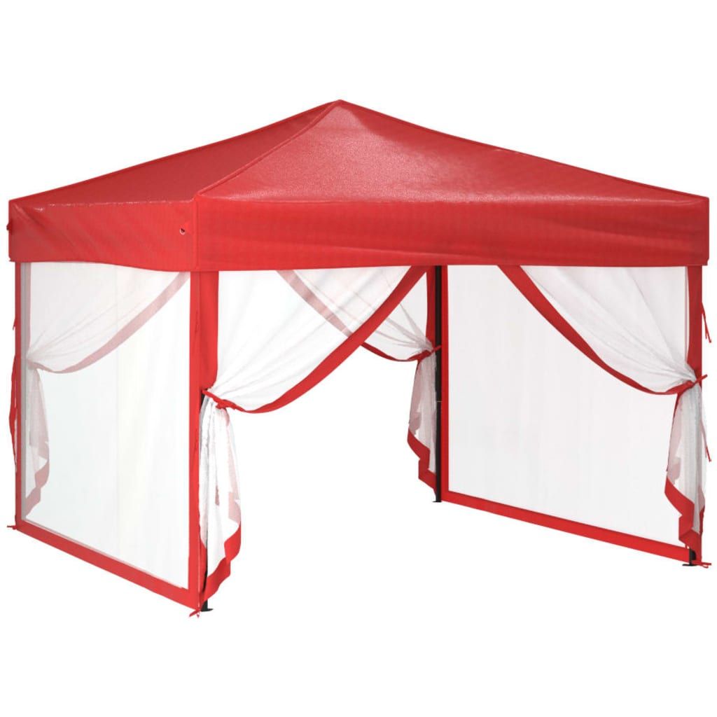 Folding Party Tent with Sidewalls Red 3x3 m