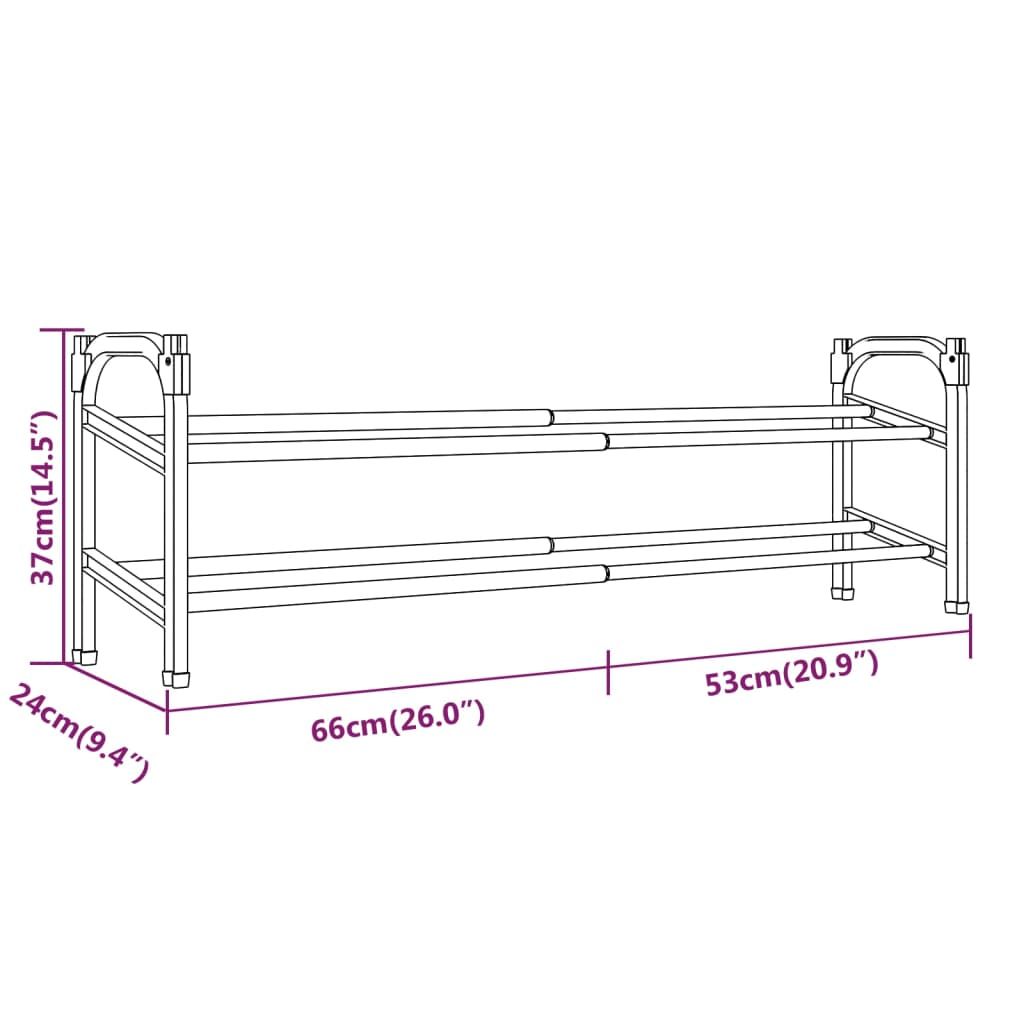 Extendable Shoe Rack with 2 Shelves 119x24x37 cm