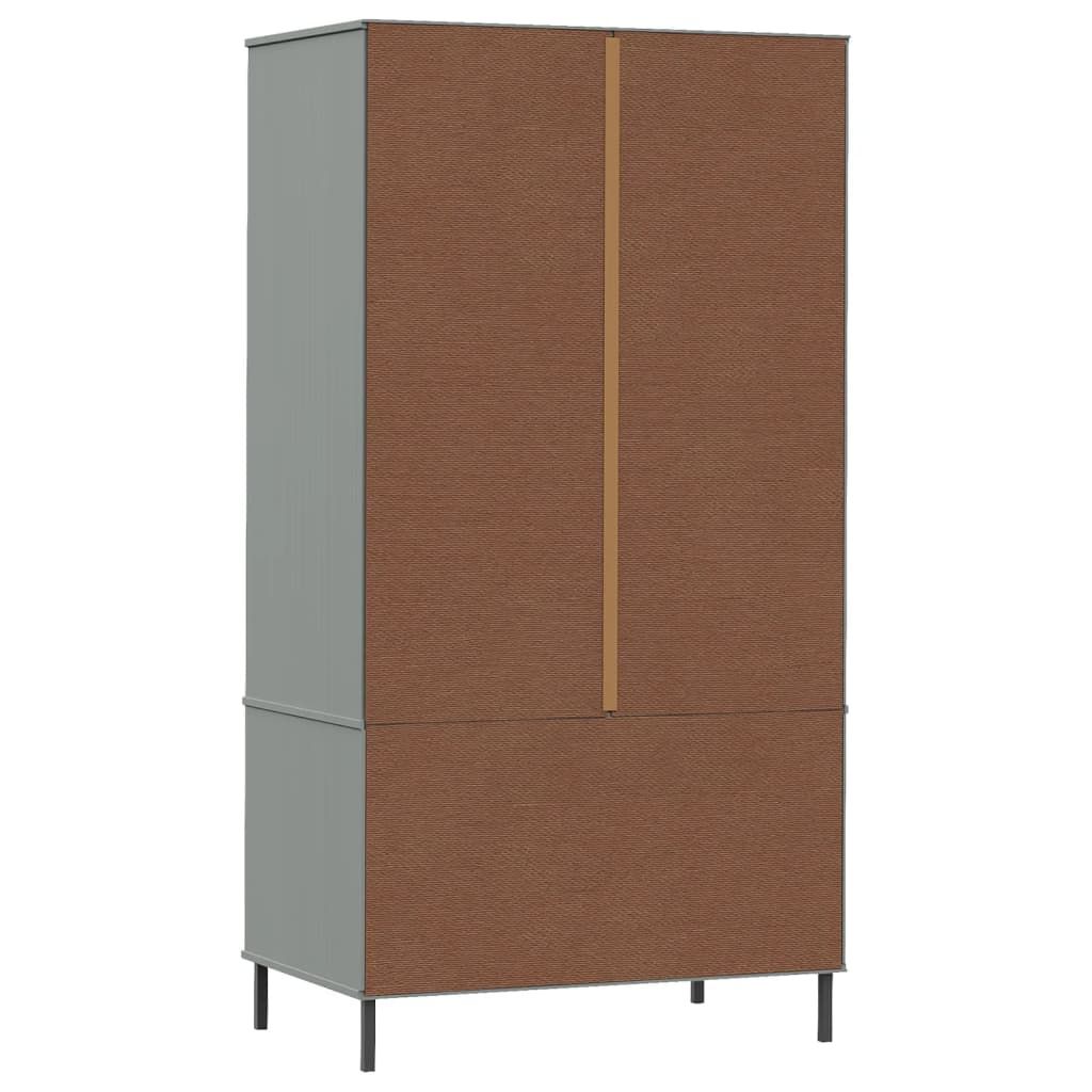 Wardrobe - OSLO 2 Door 2 Drawer Wardrobe with metal legs Grey 90cm