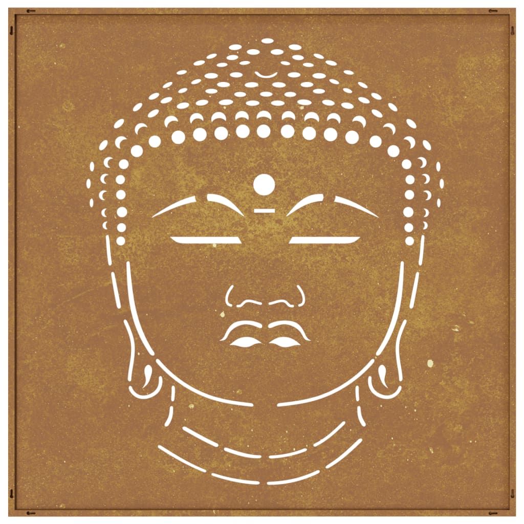 Garden Wall Decoration 55x55 cm Corten Steel Buddha Head Design