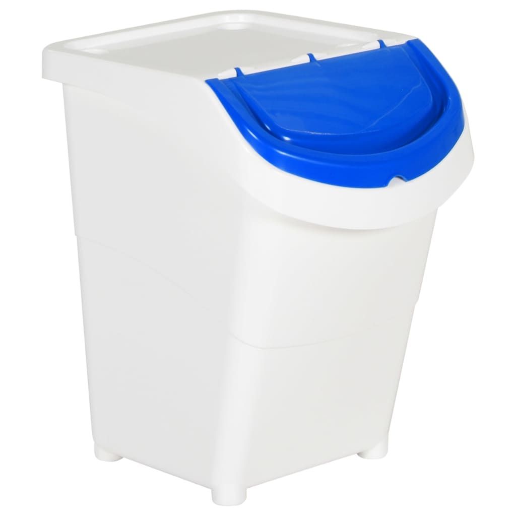Stackable Waste Bins with Lids 3 pcs White PP 120 L