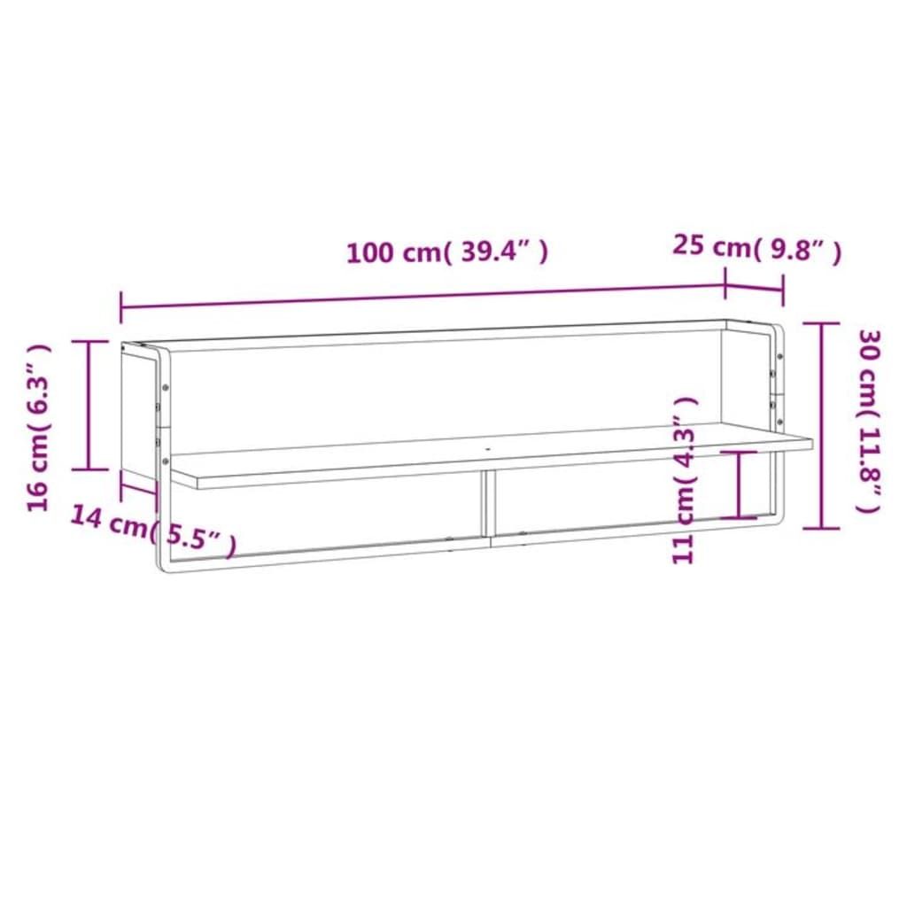 Wall Shelf with Bar Grey Sonoma 100x25x30 cm
