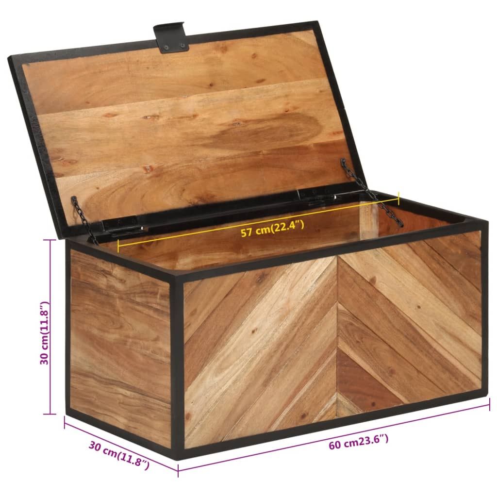 Storage Box 60x30x30 cm Solid Wood Acacia and Iron