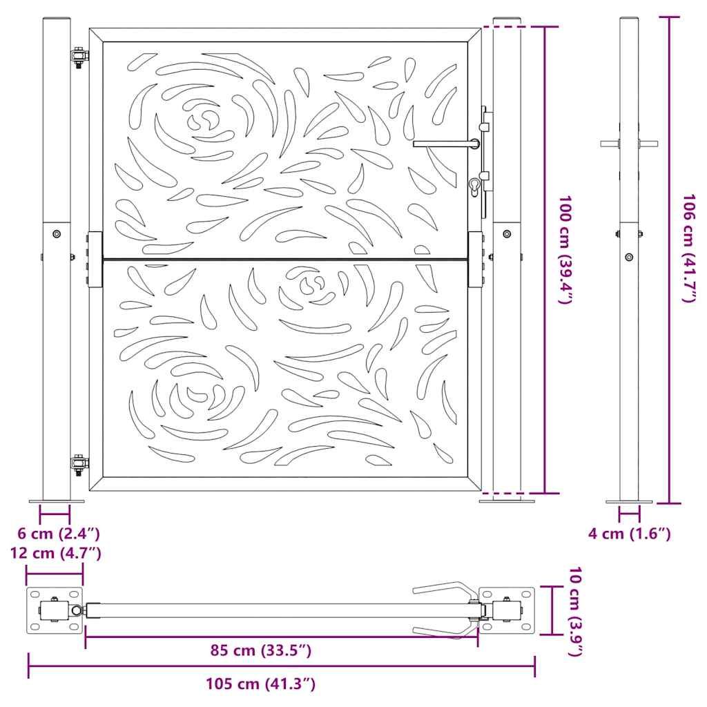 Garden Gate Black 105x106 cm Steel Flame Design