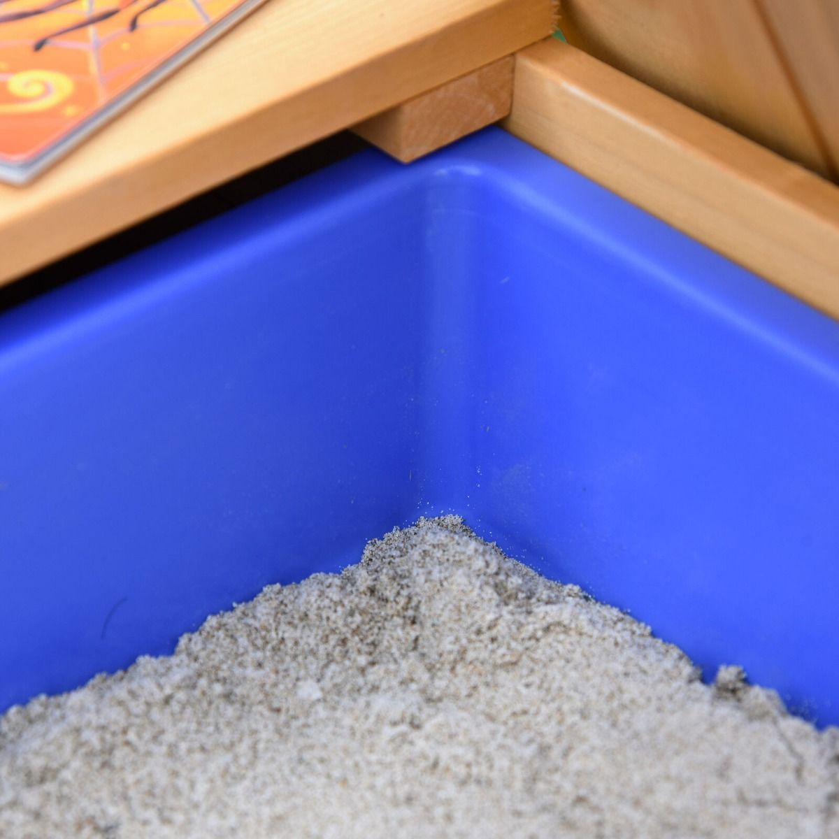 Kids Wooden Sand Pit with Side Buckets Seat