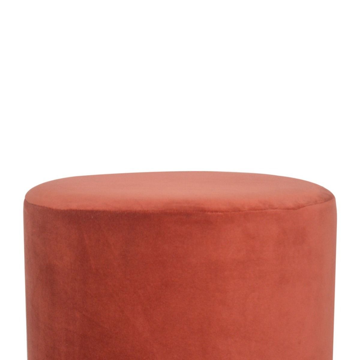 Gold Base Velvet Footstool - Brick Red
