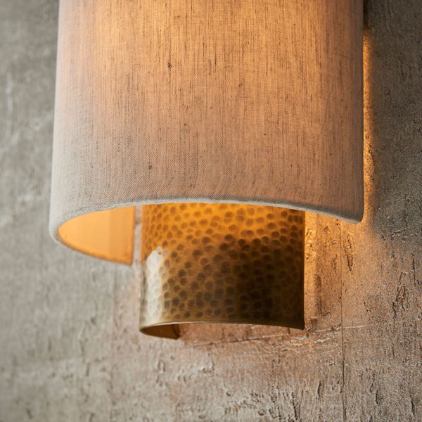 Indio Stylish Wall Light with Natural Linen Effect Fabric