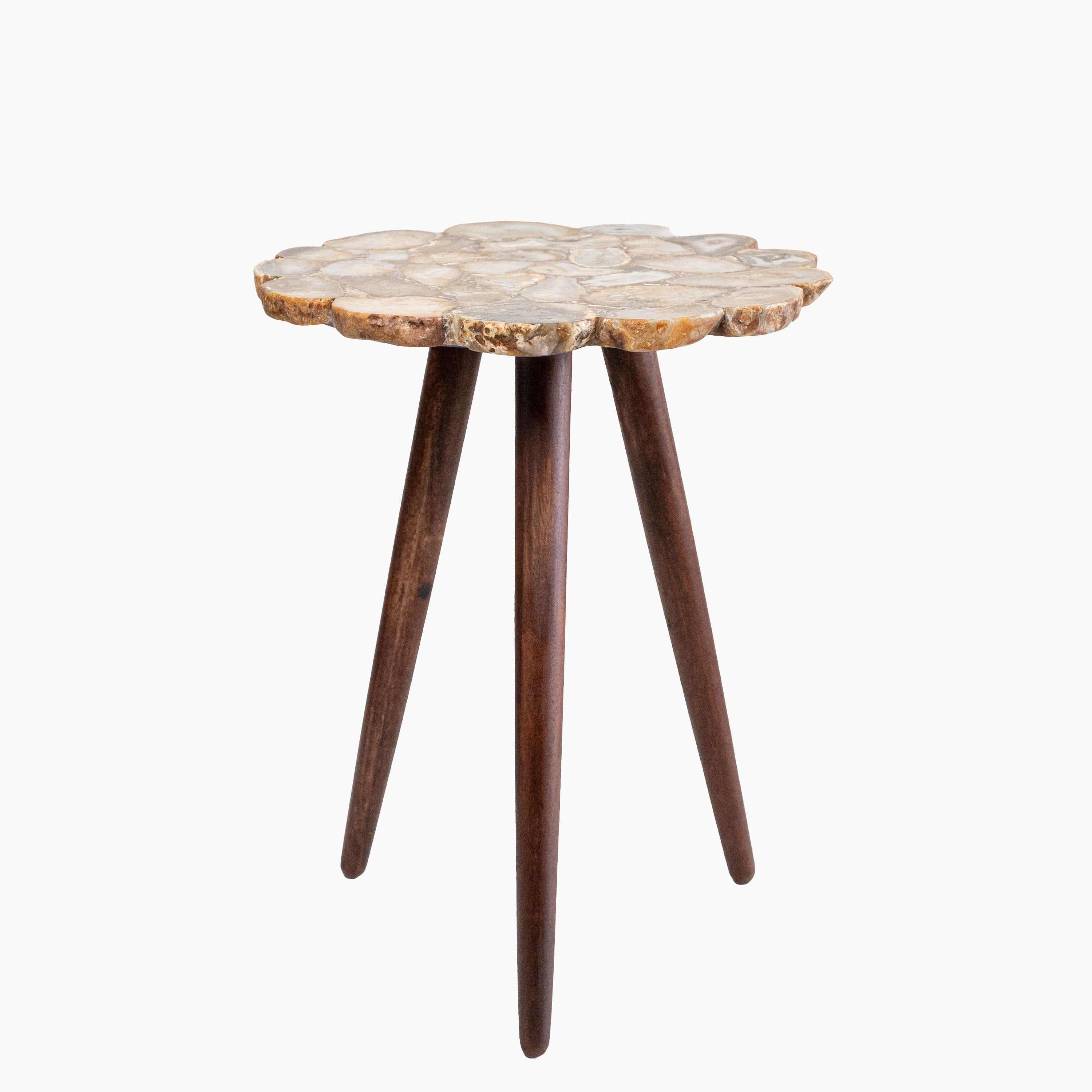 ABBY Natural Agate End Table - Brown
