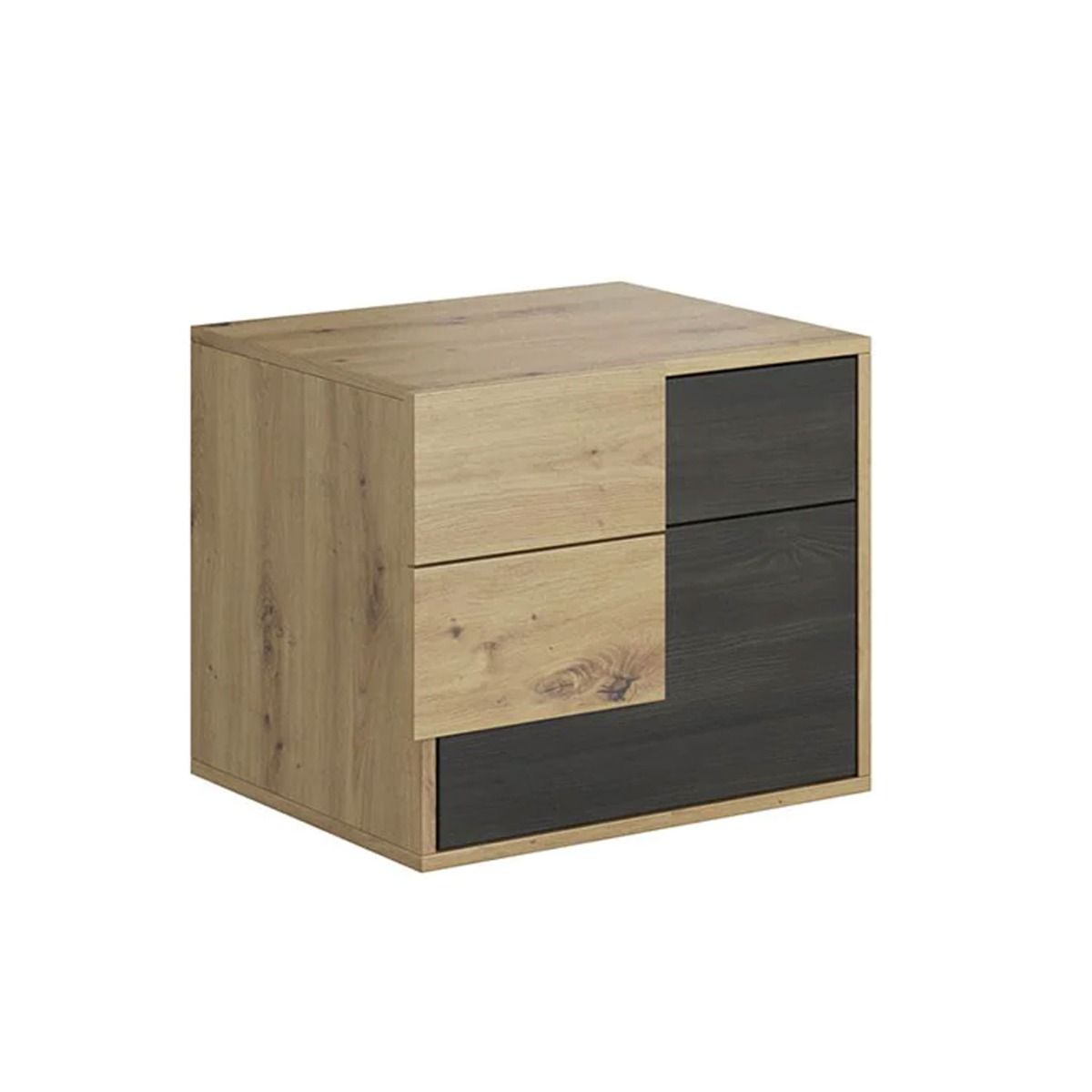 Bedside Table - OPAL 2 Drawer Nightstand Oak Artisan 54cm