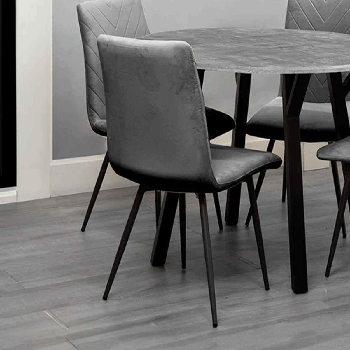 Eden Bloom Dining Set with Grey Chairs and Concrete Effect Table - 4 Chairs