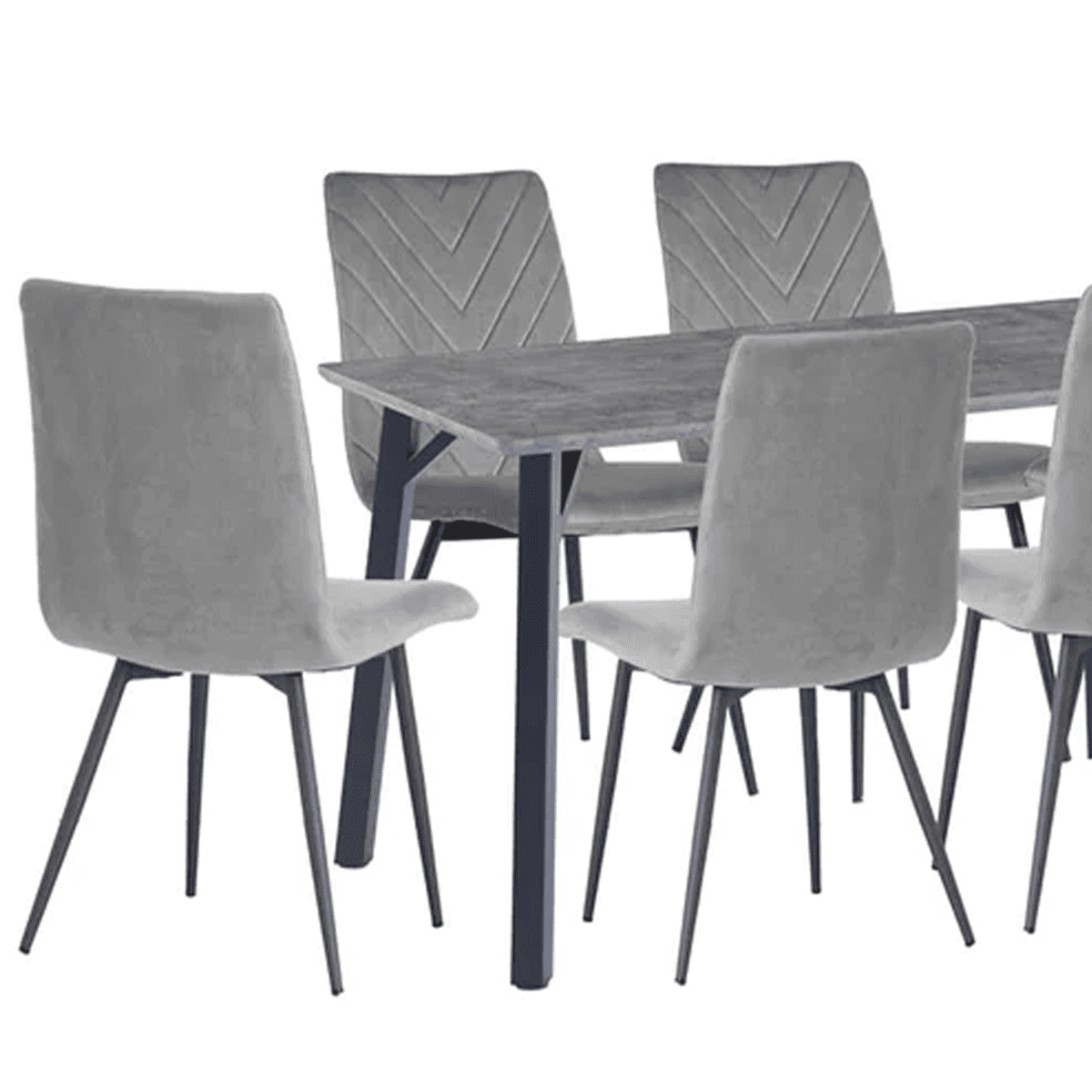 Opulent Urban Loft Dining Set with Concrete Effect Table and 6 Chairs ...