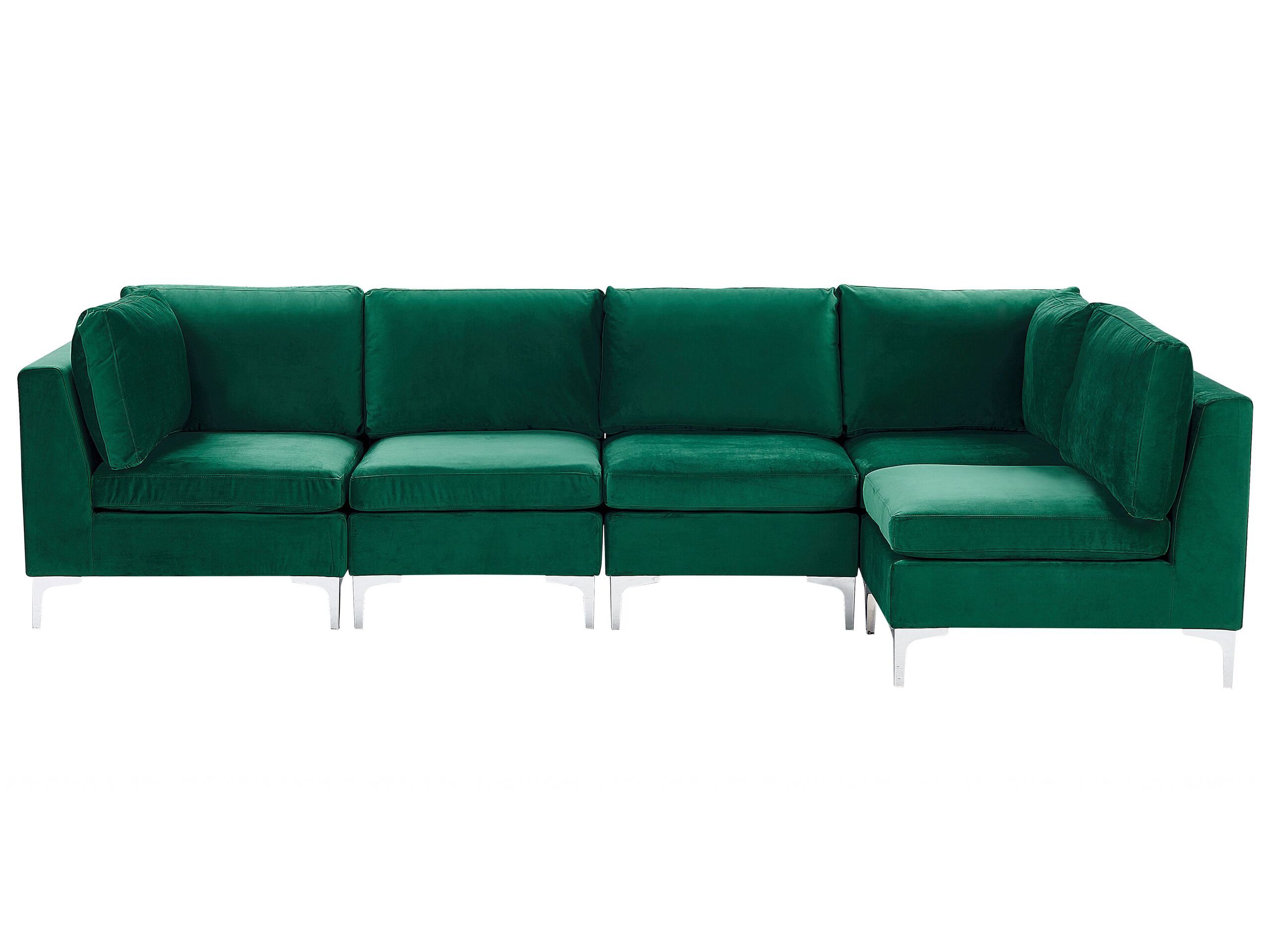 Left Hand 5 Seater Modular Velvet Corner Sofa Green EVJA