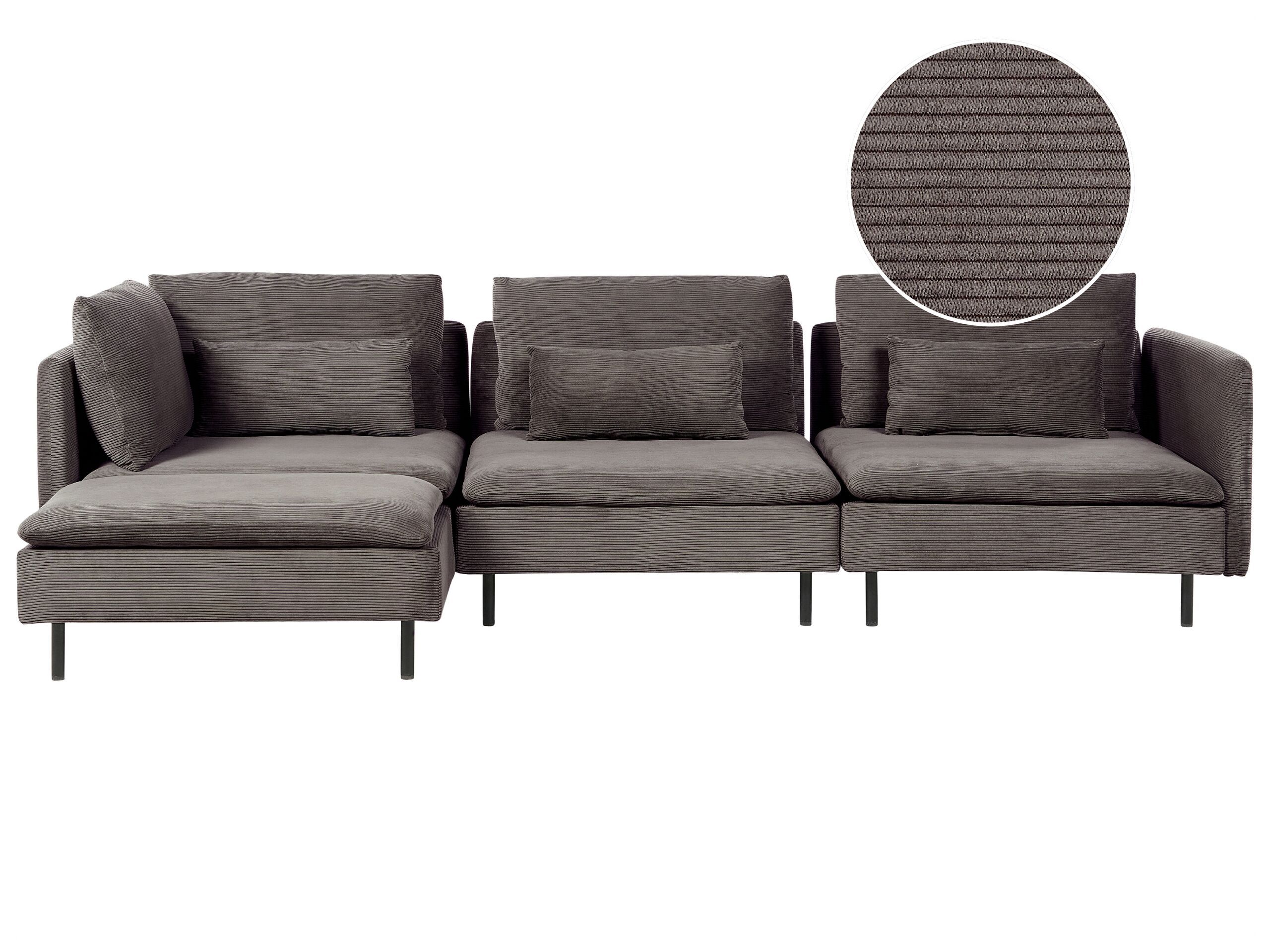 Right Hand Modular Jumbo Cord Corner Sofa Brown EGERIS
