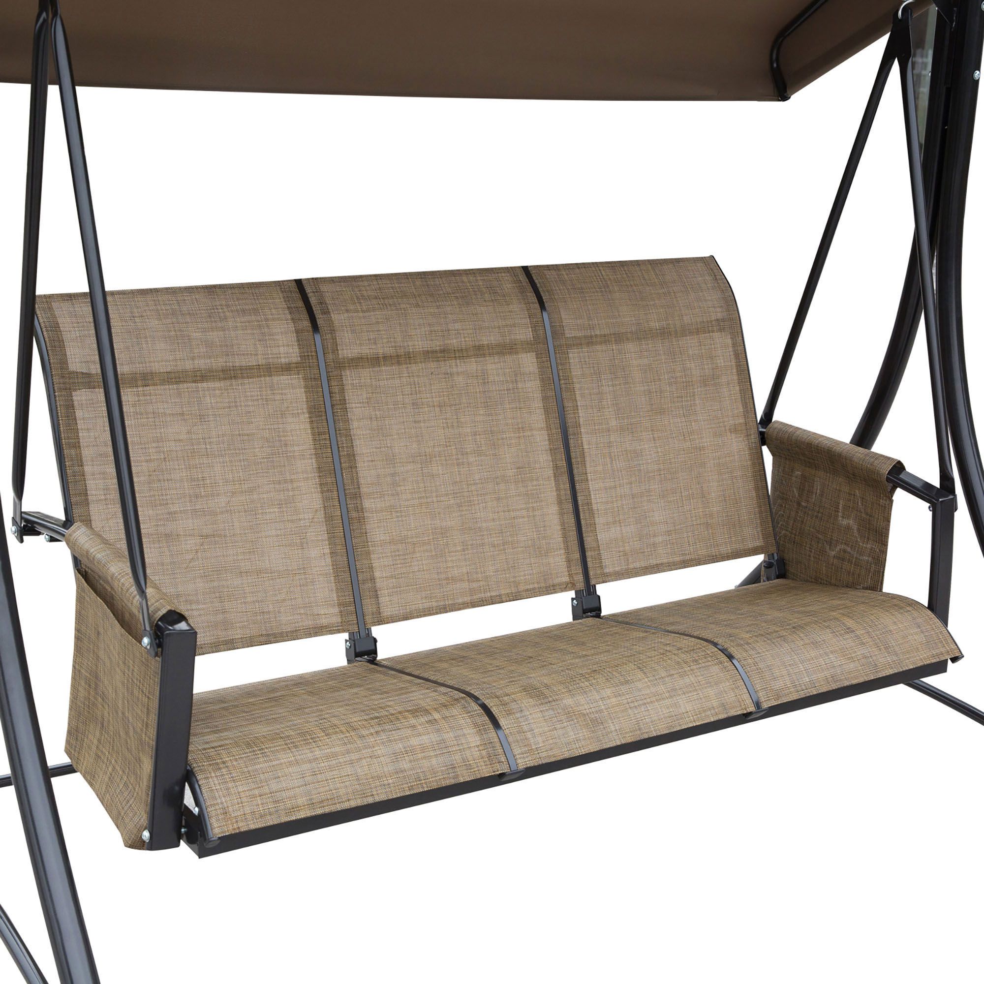 3 Person Outdoor Patio Porch Swing Chair with High Back Design, Side ...