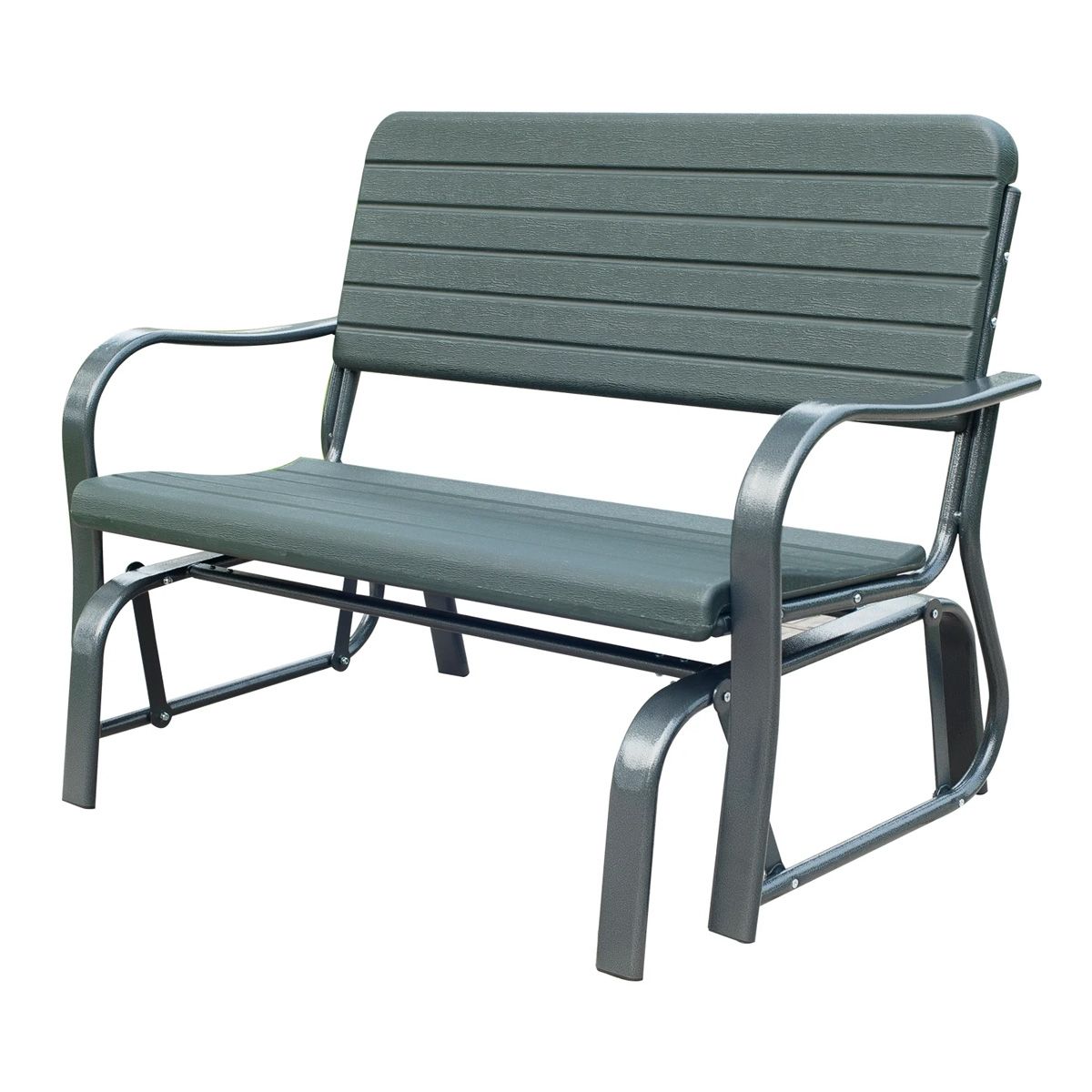 Metal 2-Seater Outdoor Garden Rocker Bench - Green