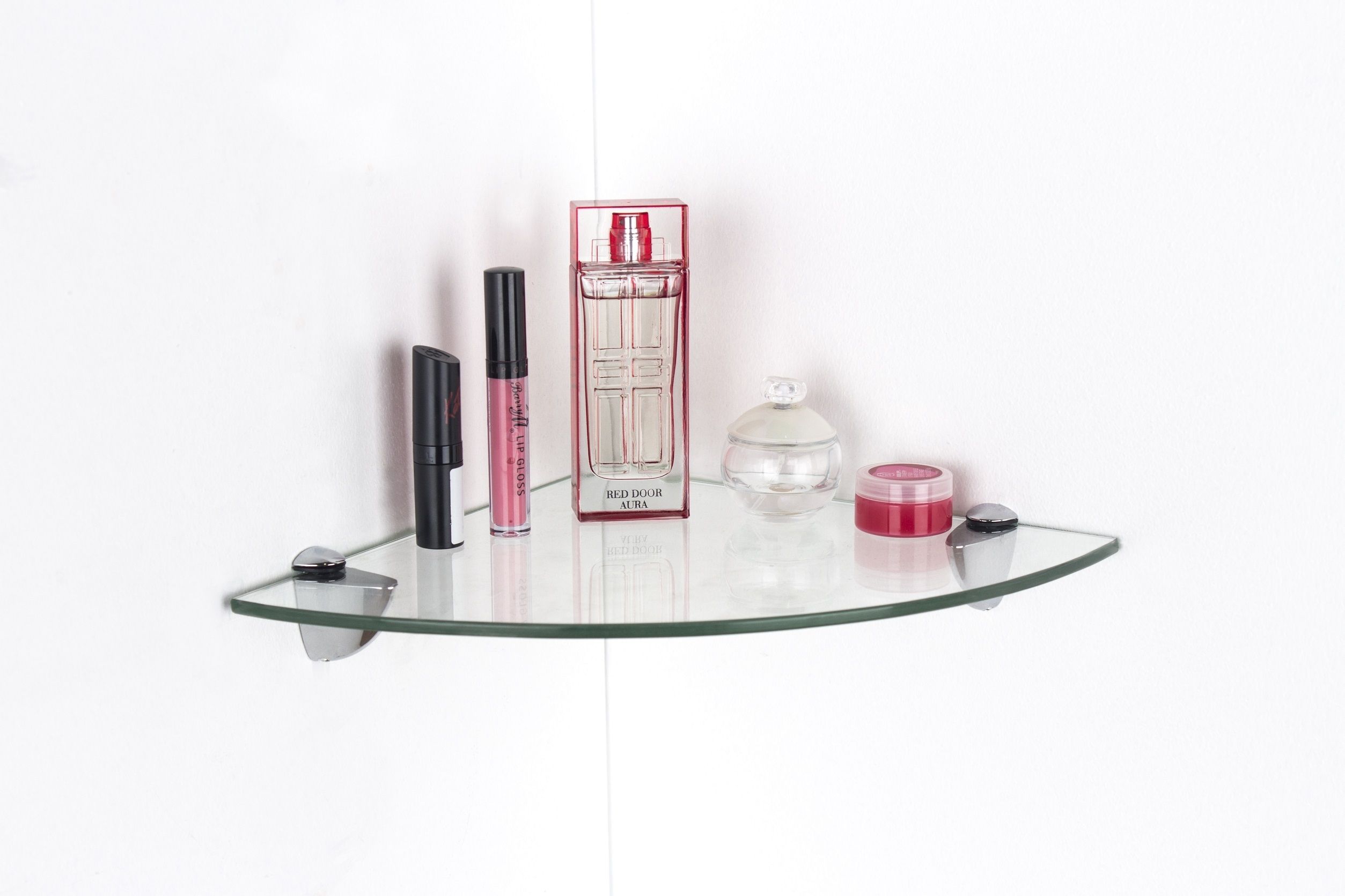 Pearl Glass Floating Corner Display Shelf
