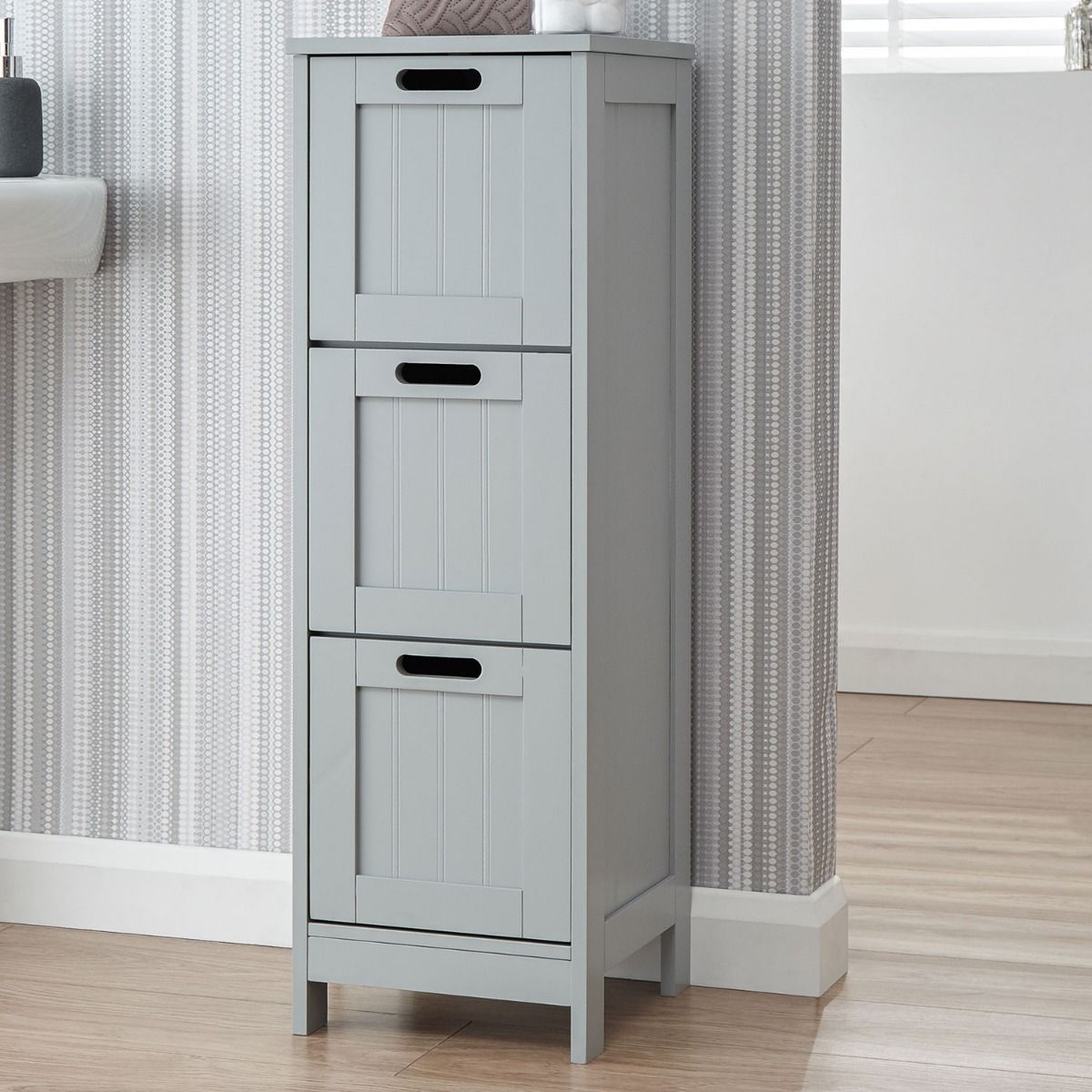 Grey Chest of Drawers - CHISINAU Tallboy Small Chest, 3 Drawers