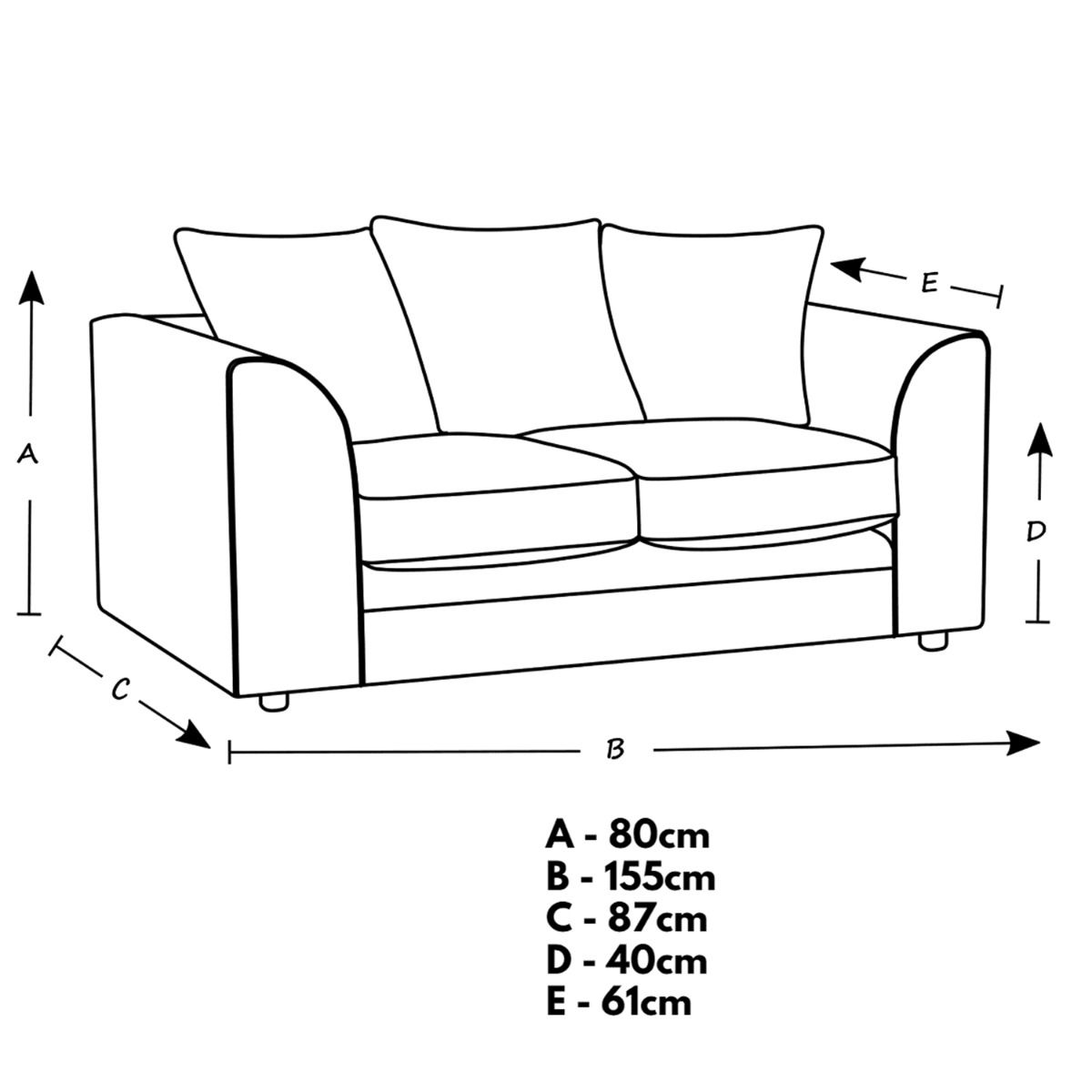 Dowey Modular Design Chenille Fabric 2 Seater Sofa - Grey and Other Colours