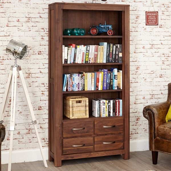 Carroll Solid Walnut Bookcase with Four Drawers