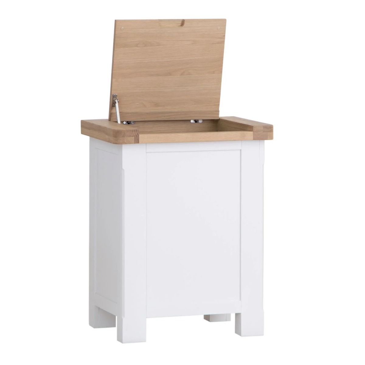 Laundry Box with Chunky Oak Top - White