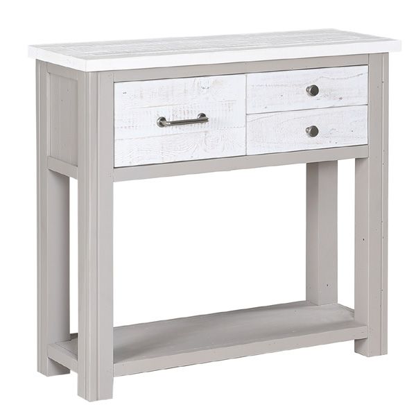 Ronald Grey Range Console Table With 3 Drawer and Open Shelves