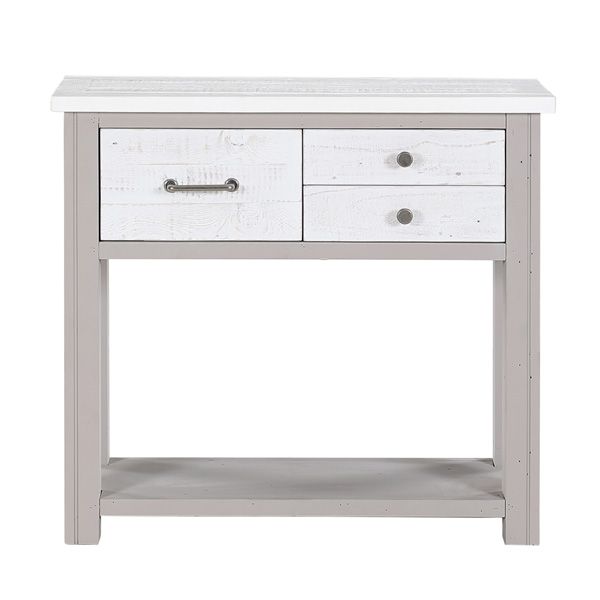 Ronald Grey Range Console Table With 3 Drawer and Open Shelves
