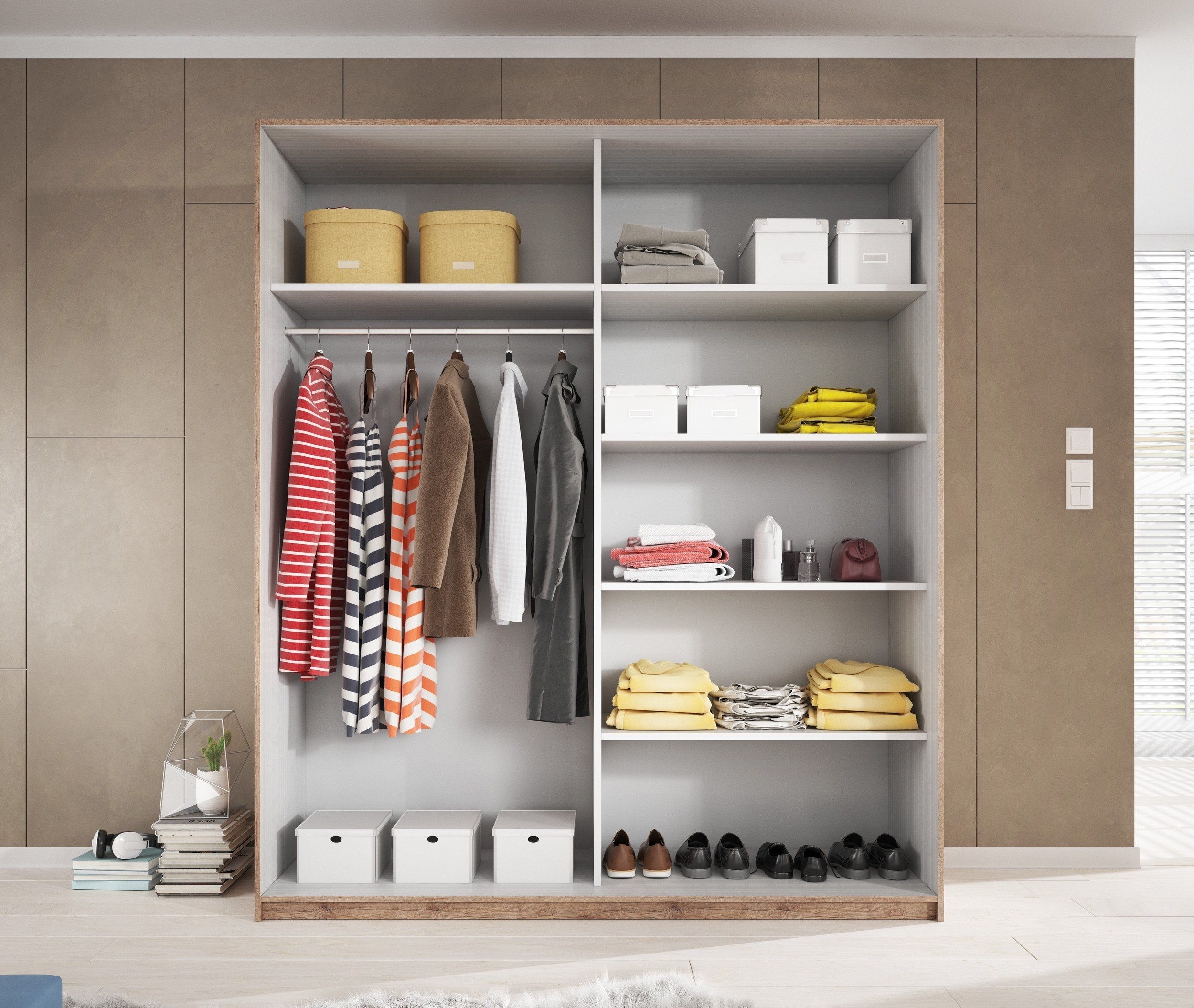 Galaxy Oak and White 2 Door Sliding Wardrobe - 3 Sizes