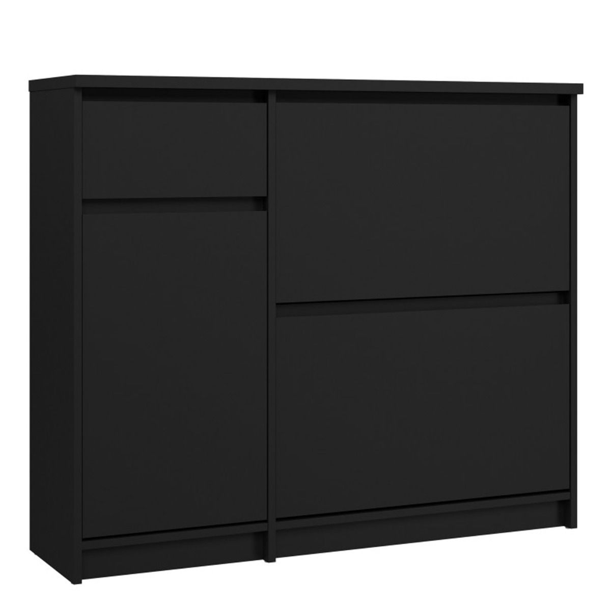 Lottie Shoe Cabinet with Door and Drawer - Black Matt