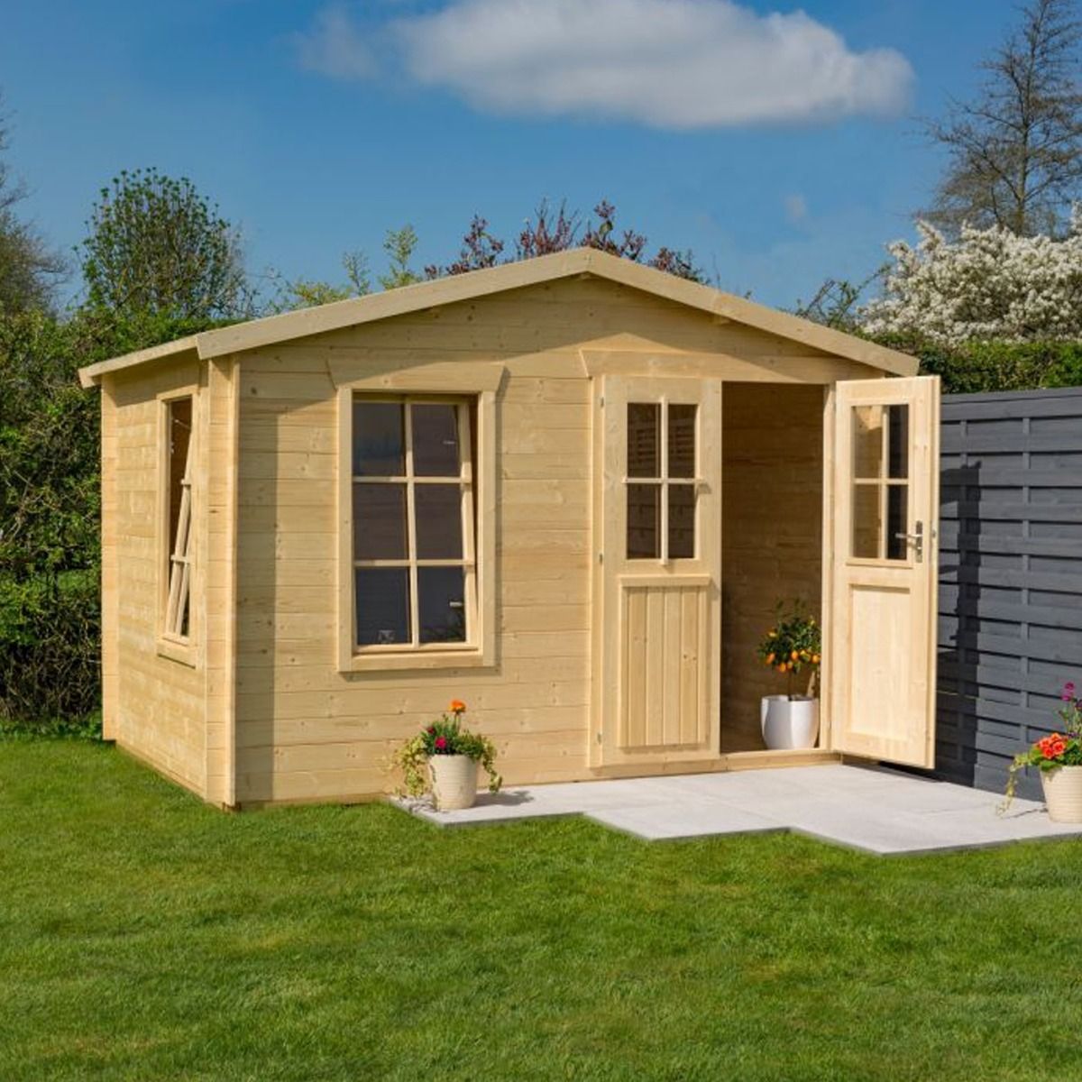 Rowlinson Timber Premium Quality Log Cabin Interlocking Walls with Tilt ...