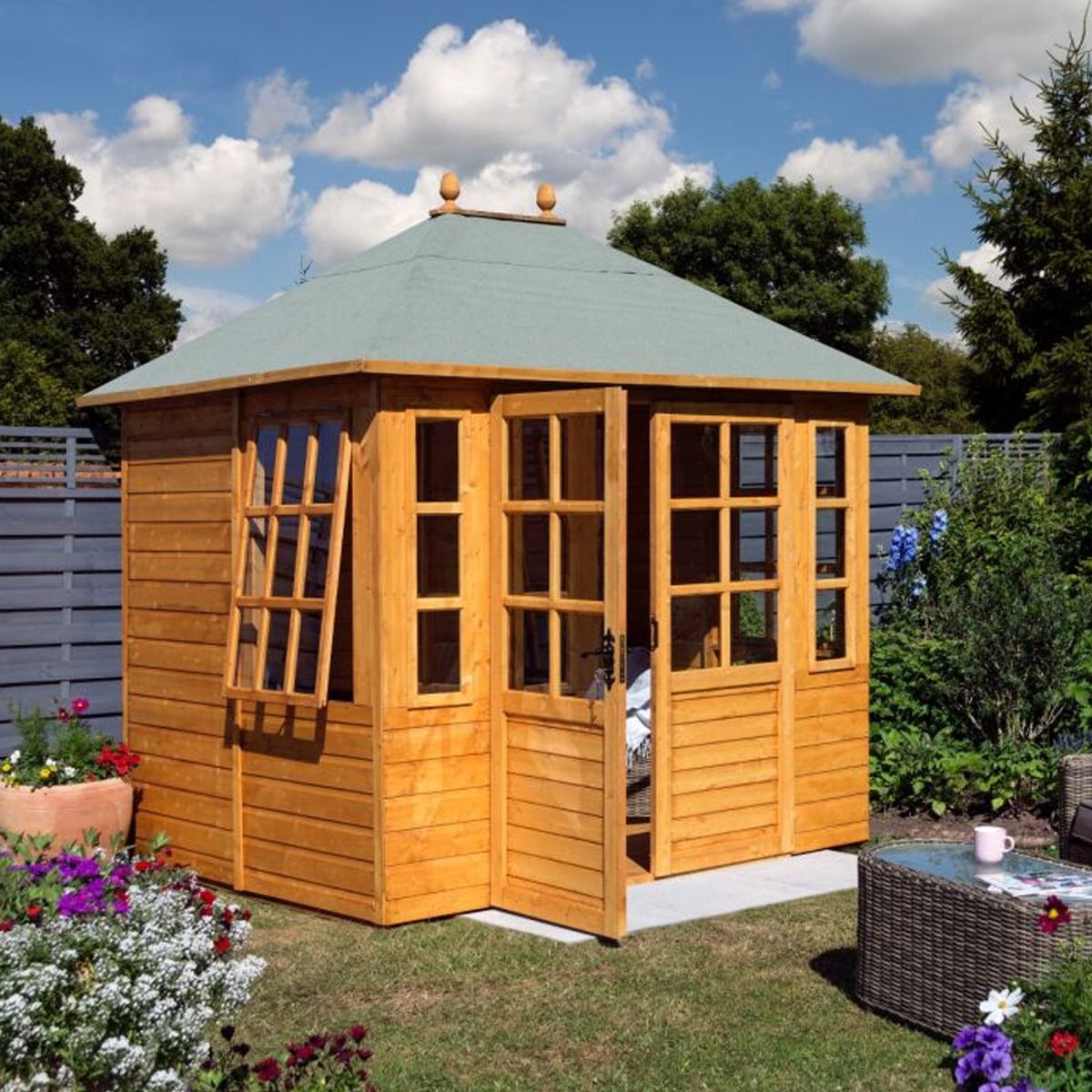 Rowlinson Locking Double Door Cabin Fixed and Opening Windows, Tongue ...